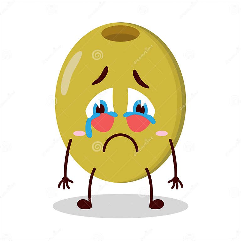 Cute Cry Expression of Olive Character Stock Vector - Illustration of ...
