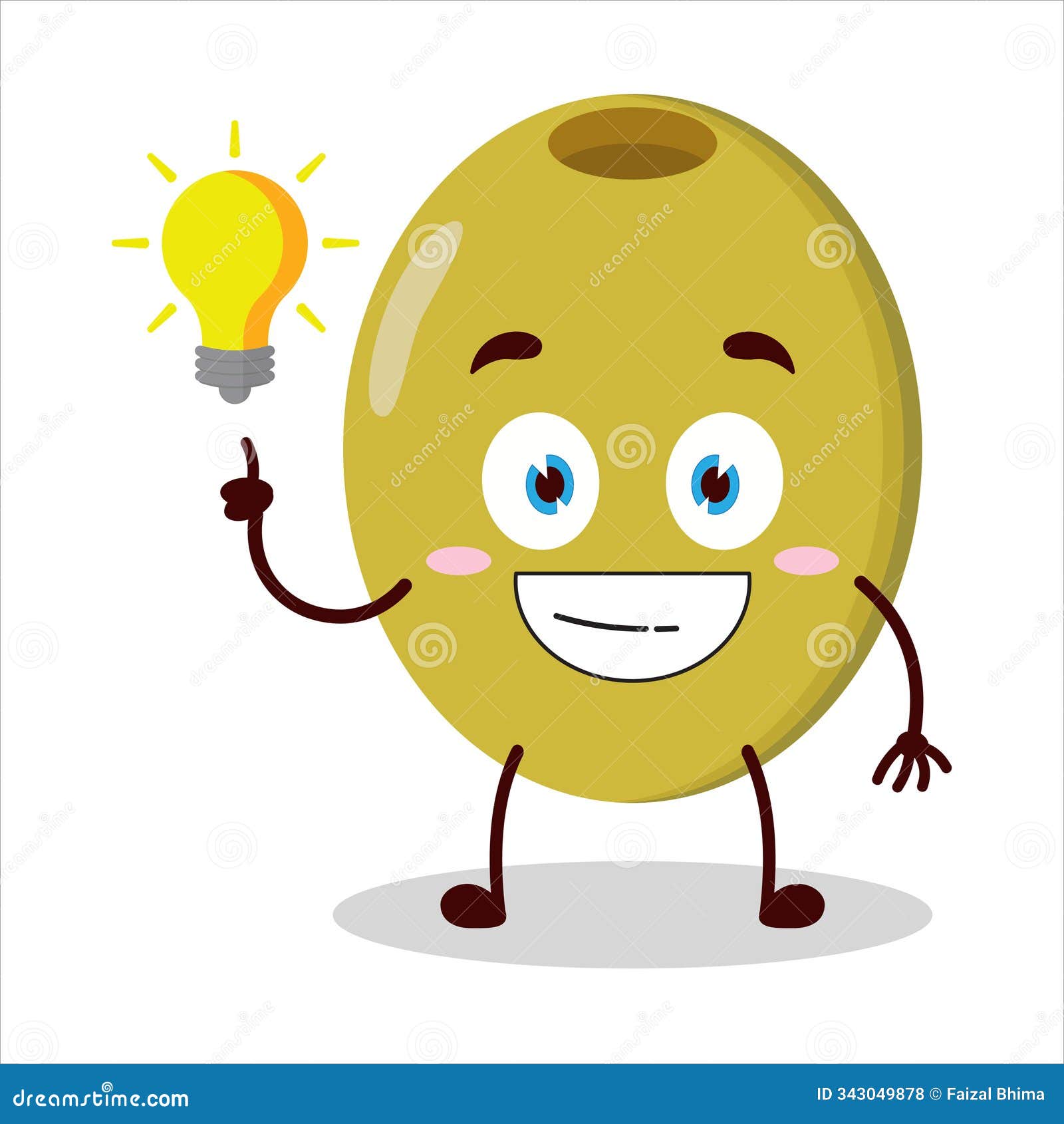 Cute Creative Expression of Mung Bean with Shiny Lamp Cartoon Character ...