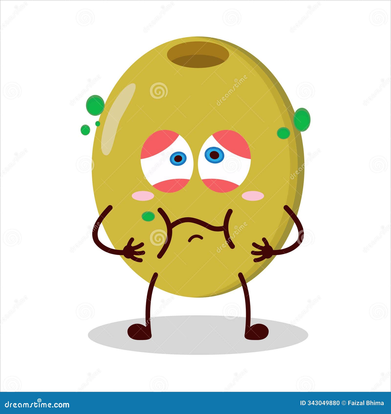 Cute Sick Expression of Olive Character Stock Vector - Illustration of ...