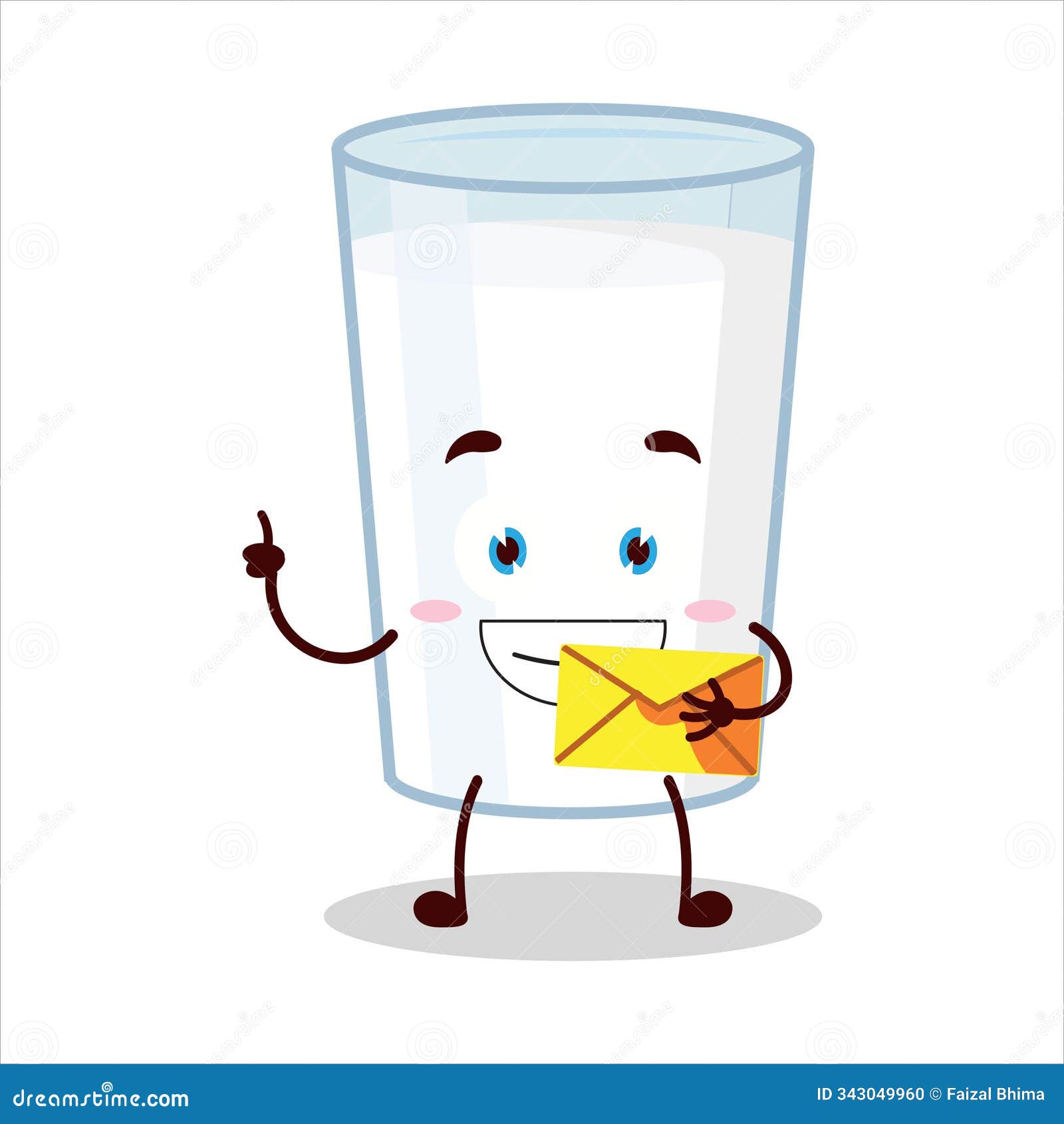Cute Happy Expression of Milk Bring Envelope Letter Cartoon Character ...