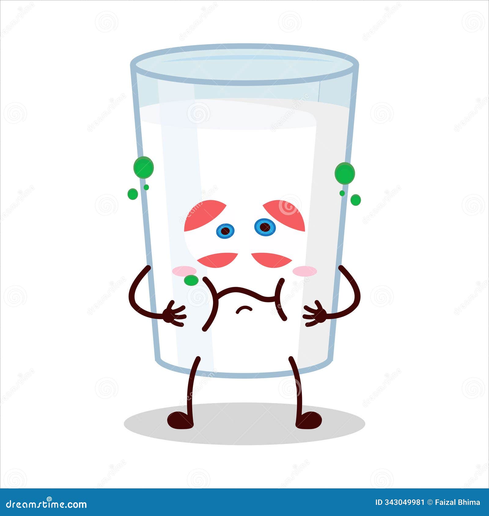 Cute Sick Expression of Milk Cartoon Character Illustration Stock ...