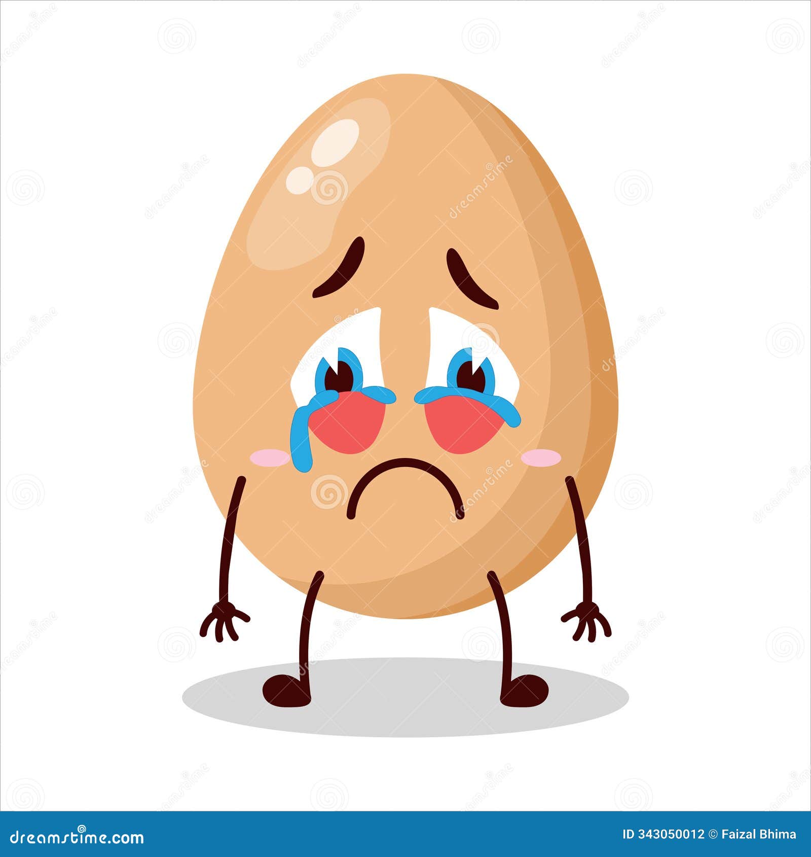 Cute Cry Expression of Egg Character Stock Vector - Illustration of ...