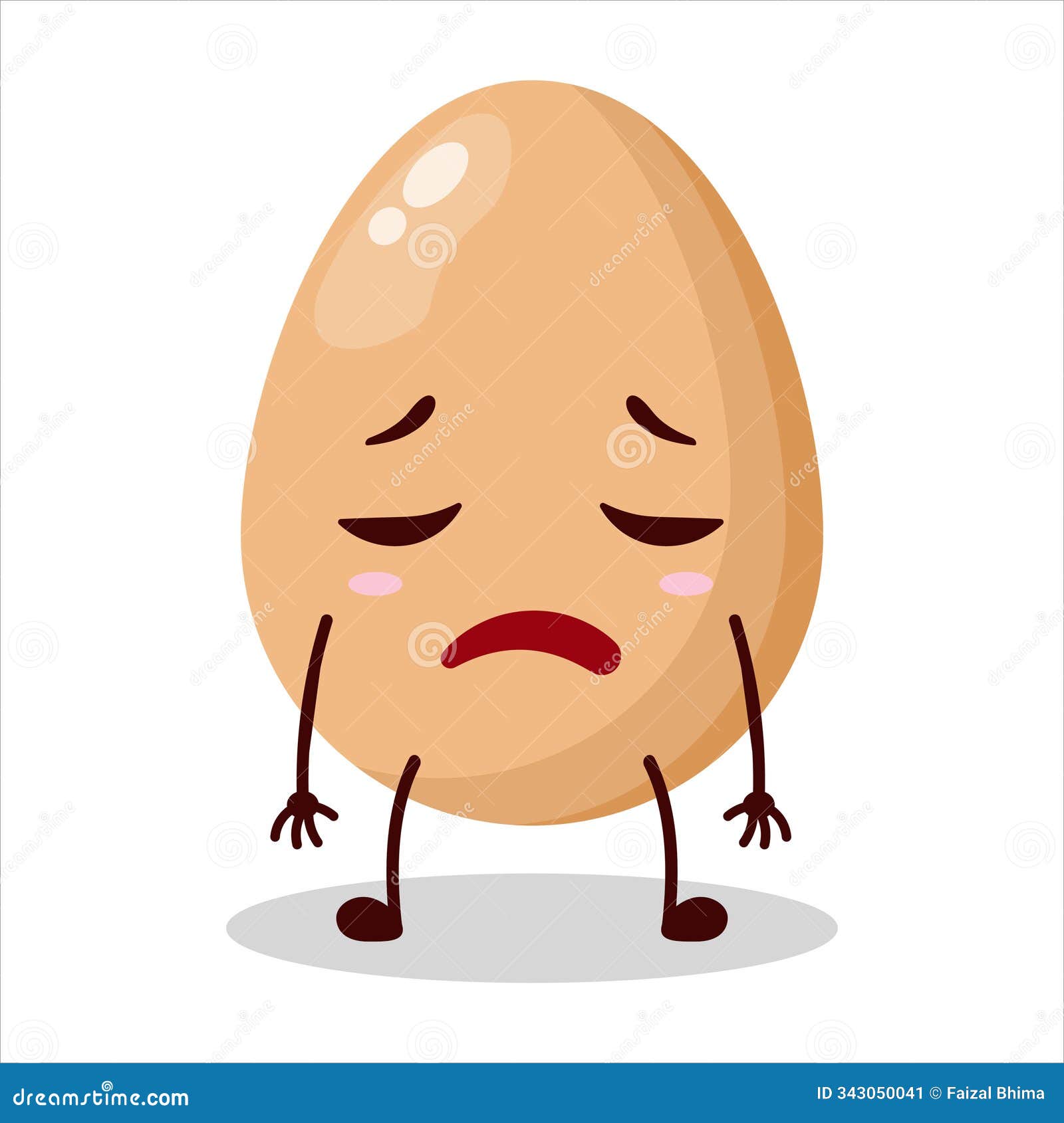 Cute Tired Expression of Egg Character Stock Vector - Illustration of ...