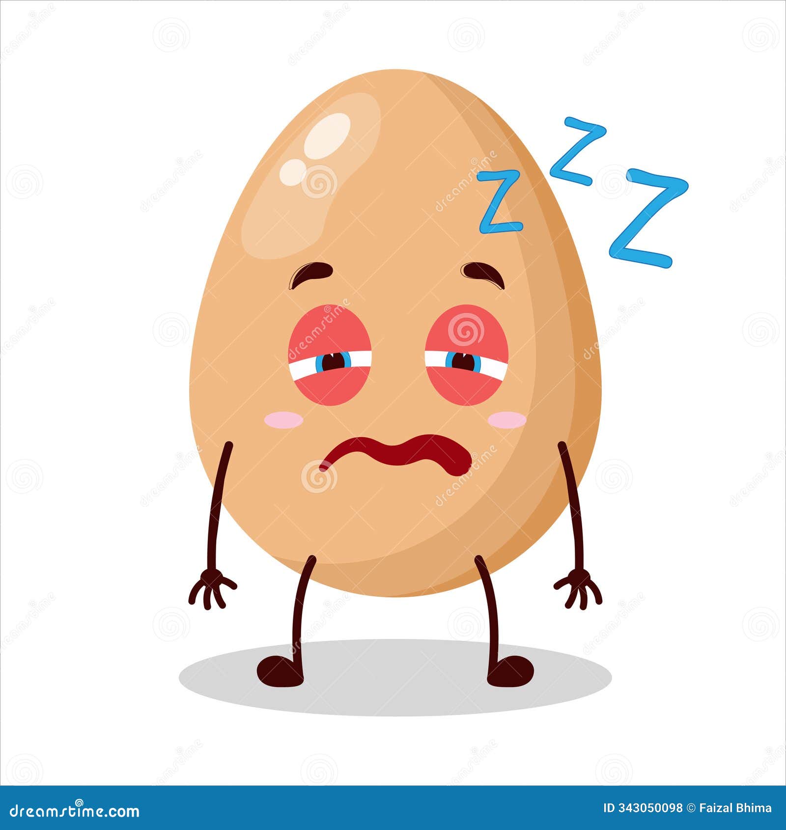Cute Sleepy Expression of Egg Character Stock Vector - Illustration of ...