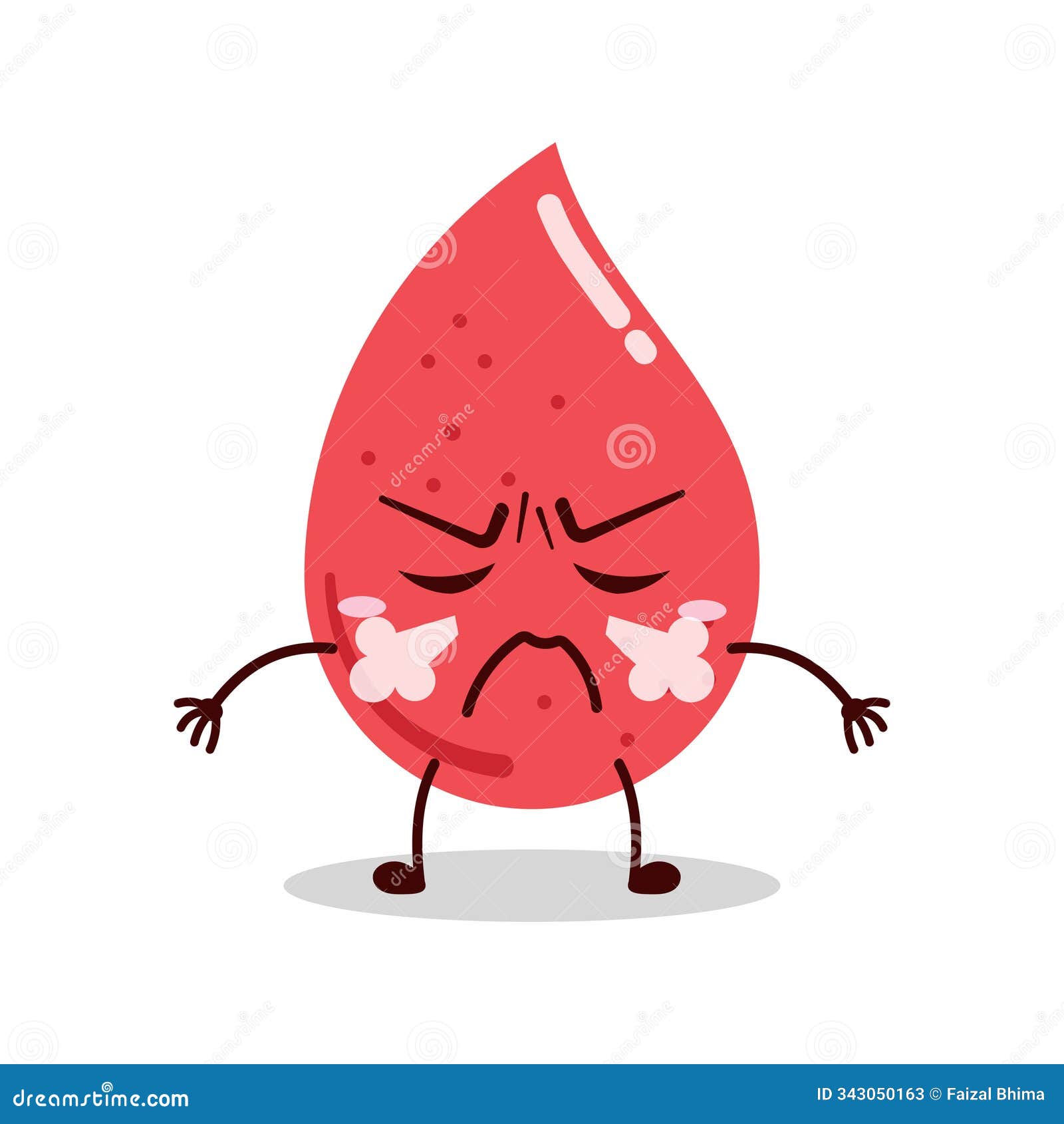 Cute Mad Expression of Blood Character Stock Vector - Illustration of ...