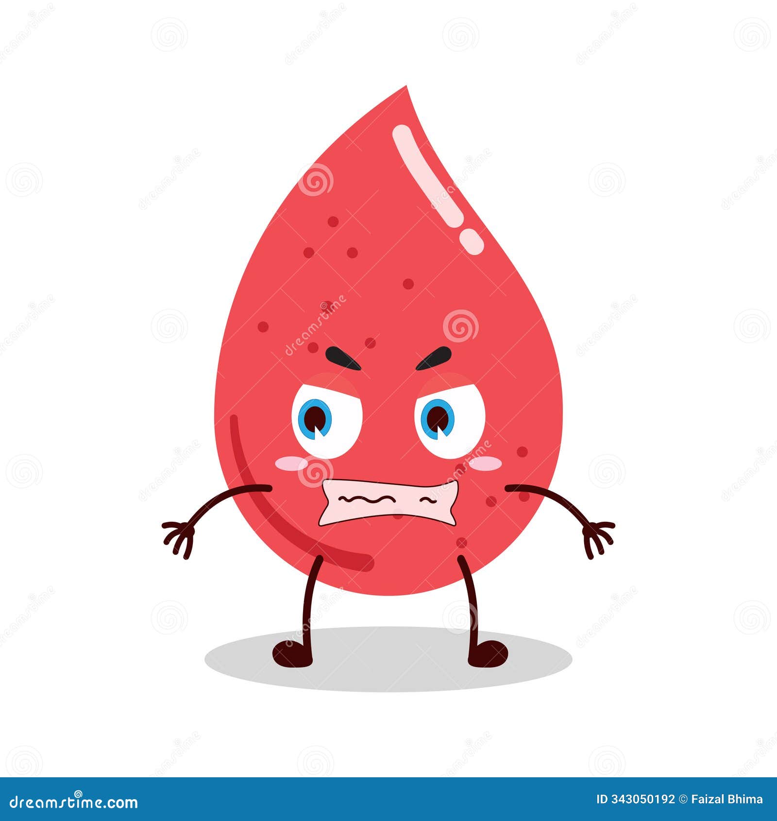 Cute Angry Expression of Blood Character Stock Vector - Illustration of ...
