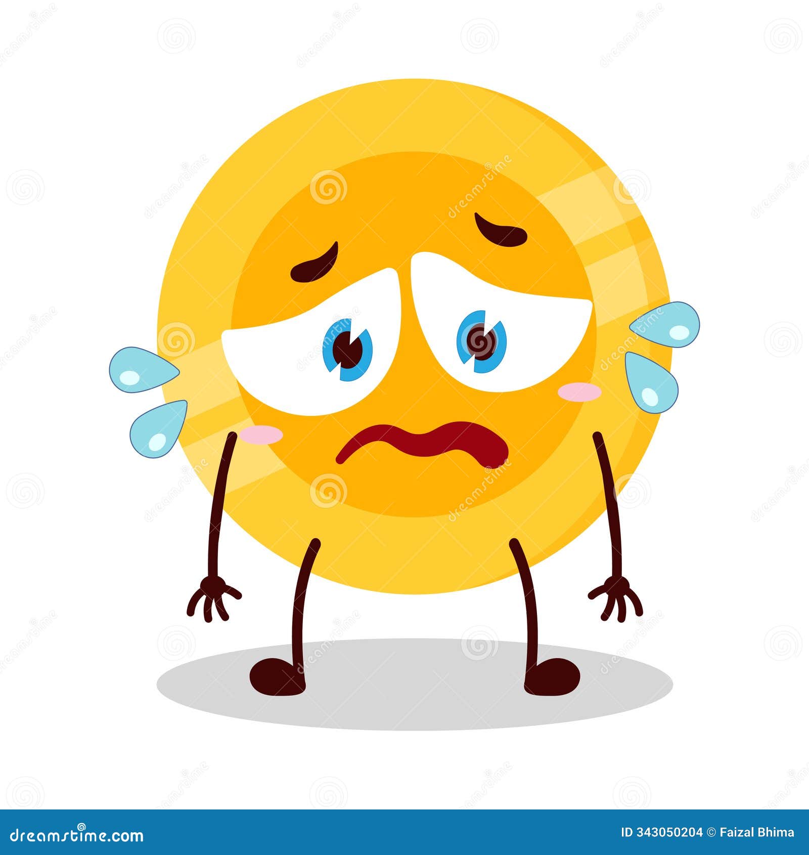 Cute Depressed Expression of Coin Cartoon Character Stock Vector ...
