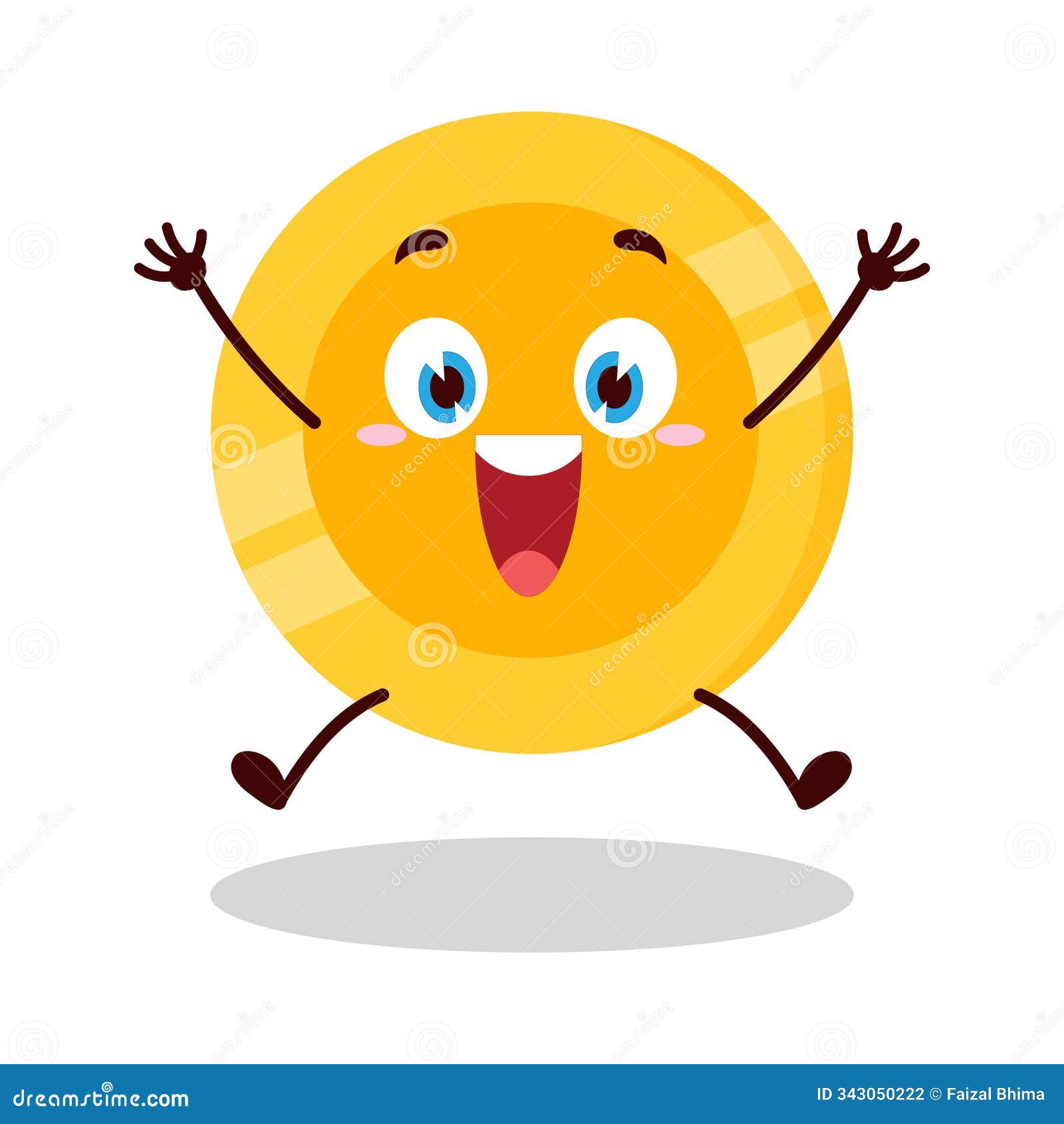 Cute Celebration Jump Expression of Coin Cartoon Character Stock Vector ...