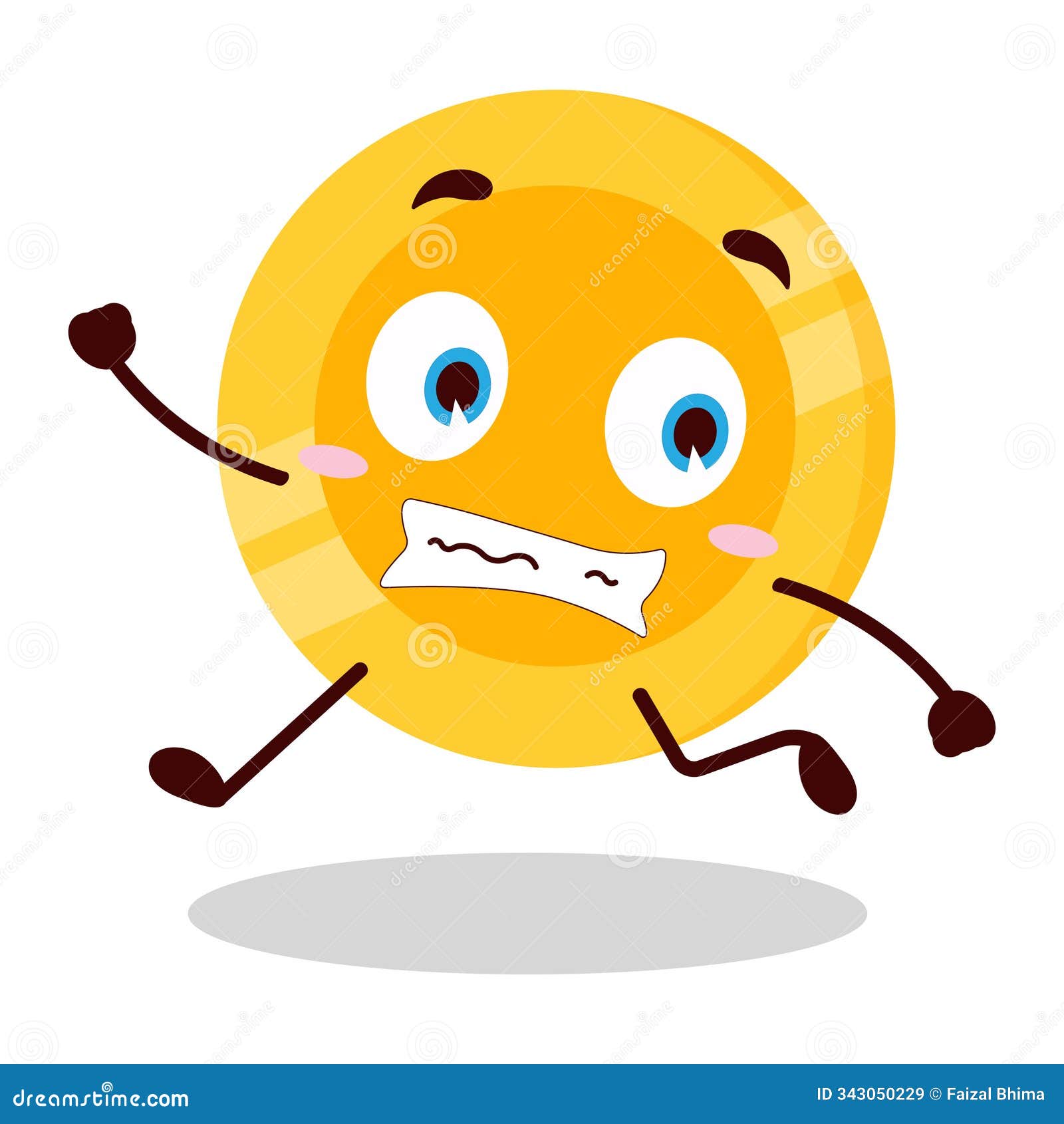 Cute Terrified Running Expression of Coin Cartoon Character Stock ...