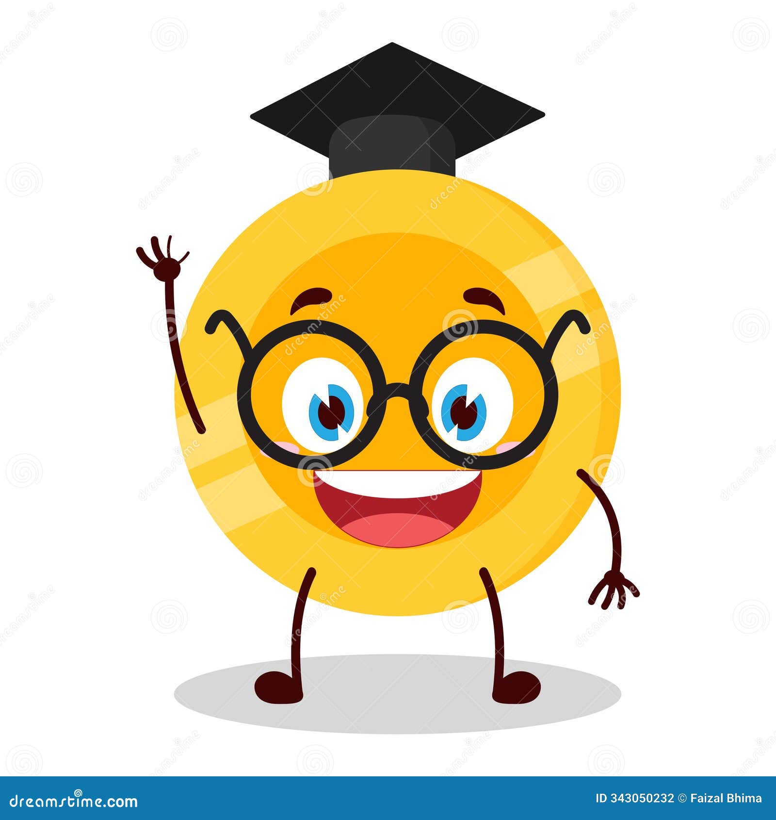 Cute Graduation College Student Expression of Coin Cartoon Character ...