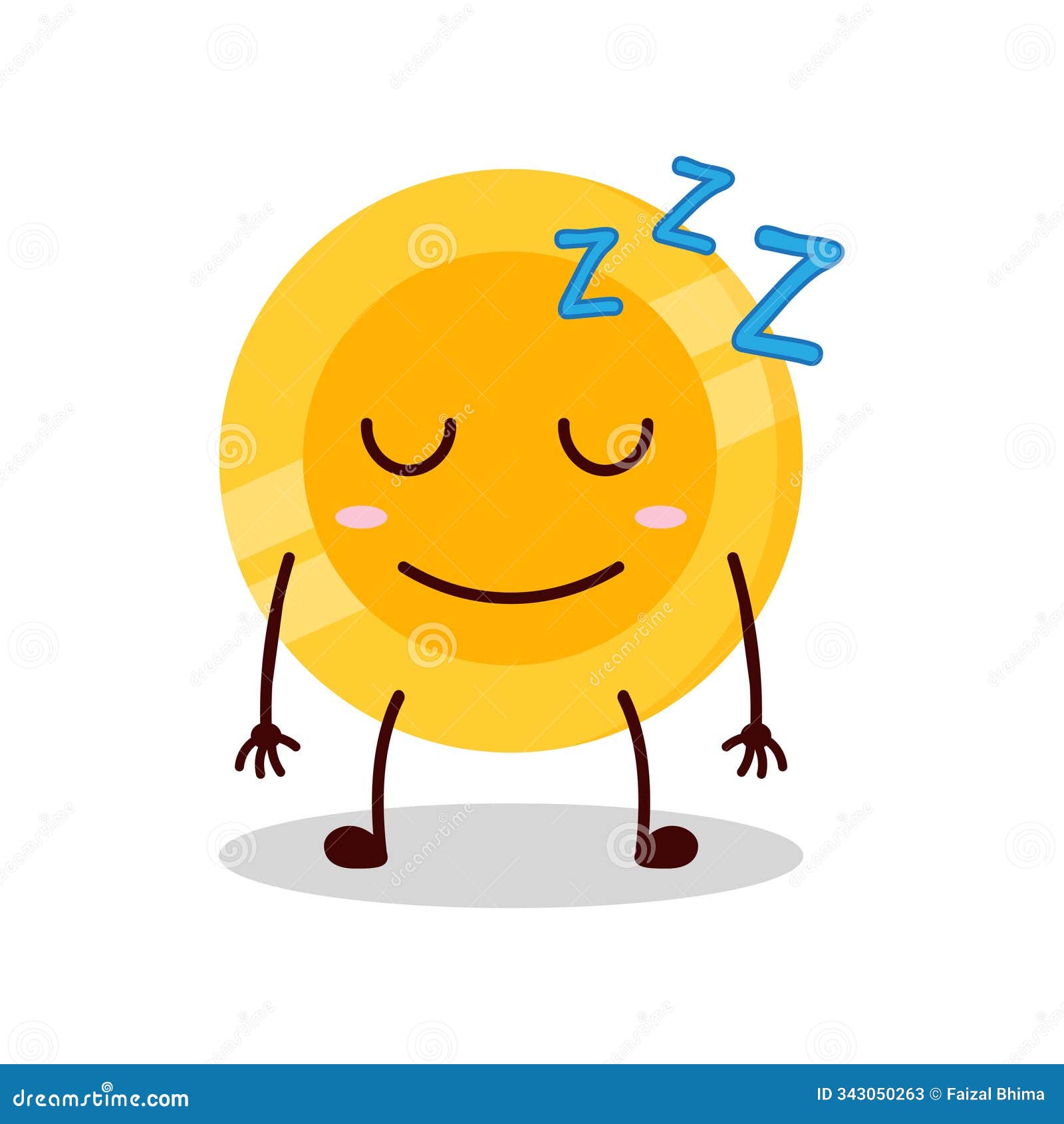Cute Sleep Expression of Coin Cartoon Character Stock Vector ...