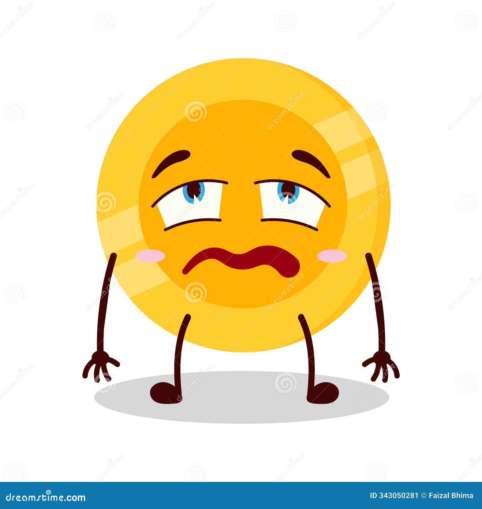 Cute Bored Expression of Coin Cartoon Character Stock Vector ...