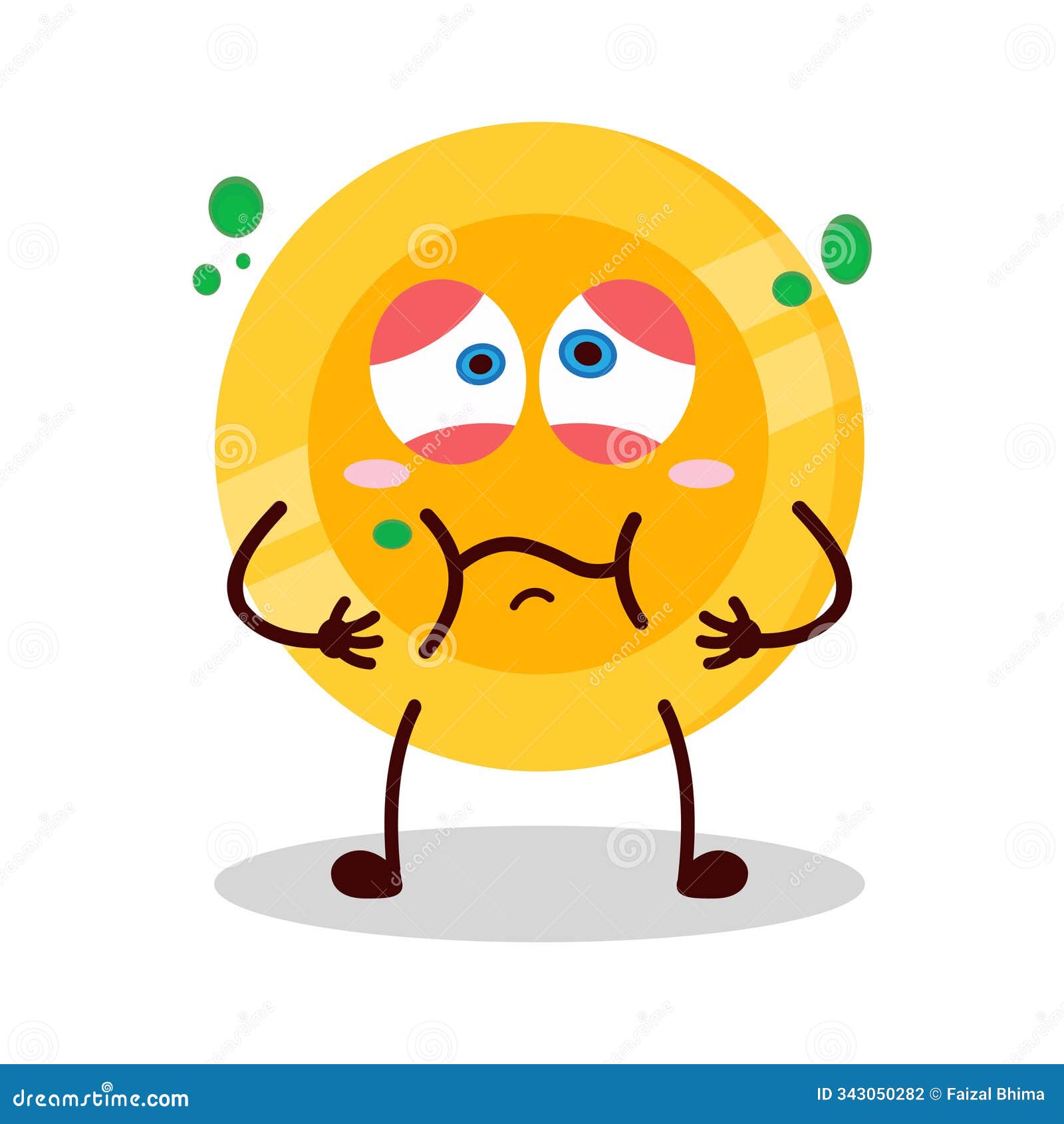 Cute Sick Expression of Coin Cartoon Character Stock Vector ...