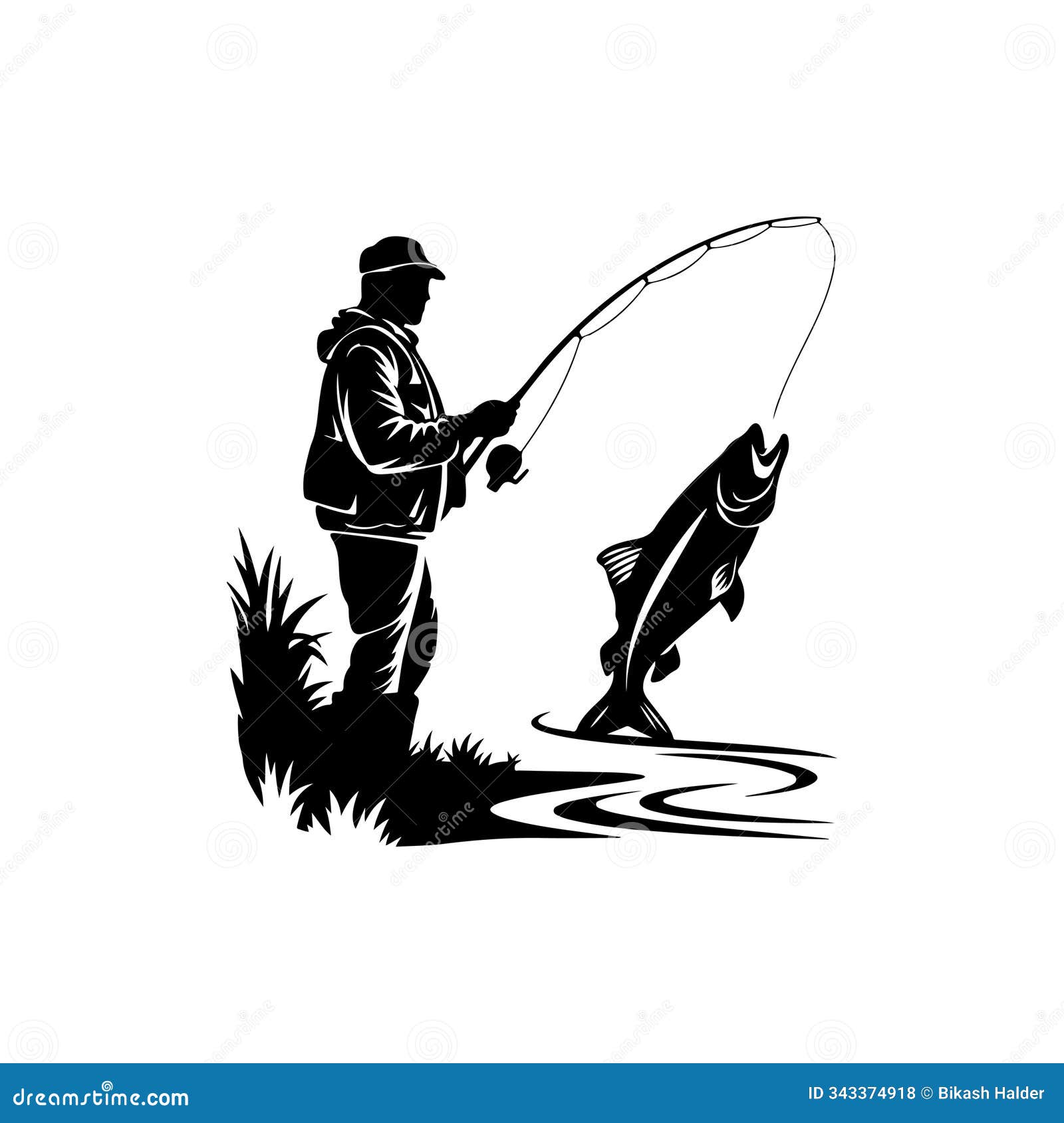 Creative Fishing Silhouettes Vector Bundle Stock Illustration ...
