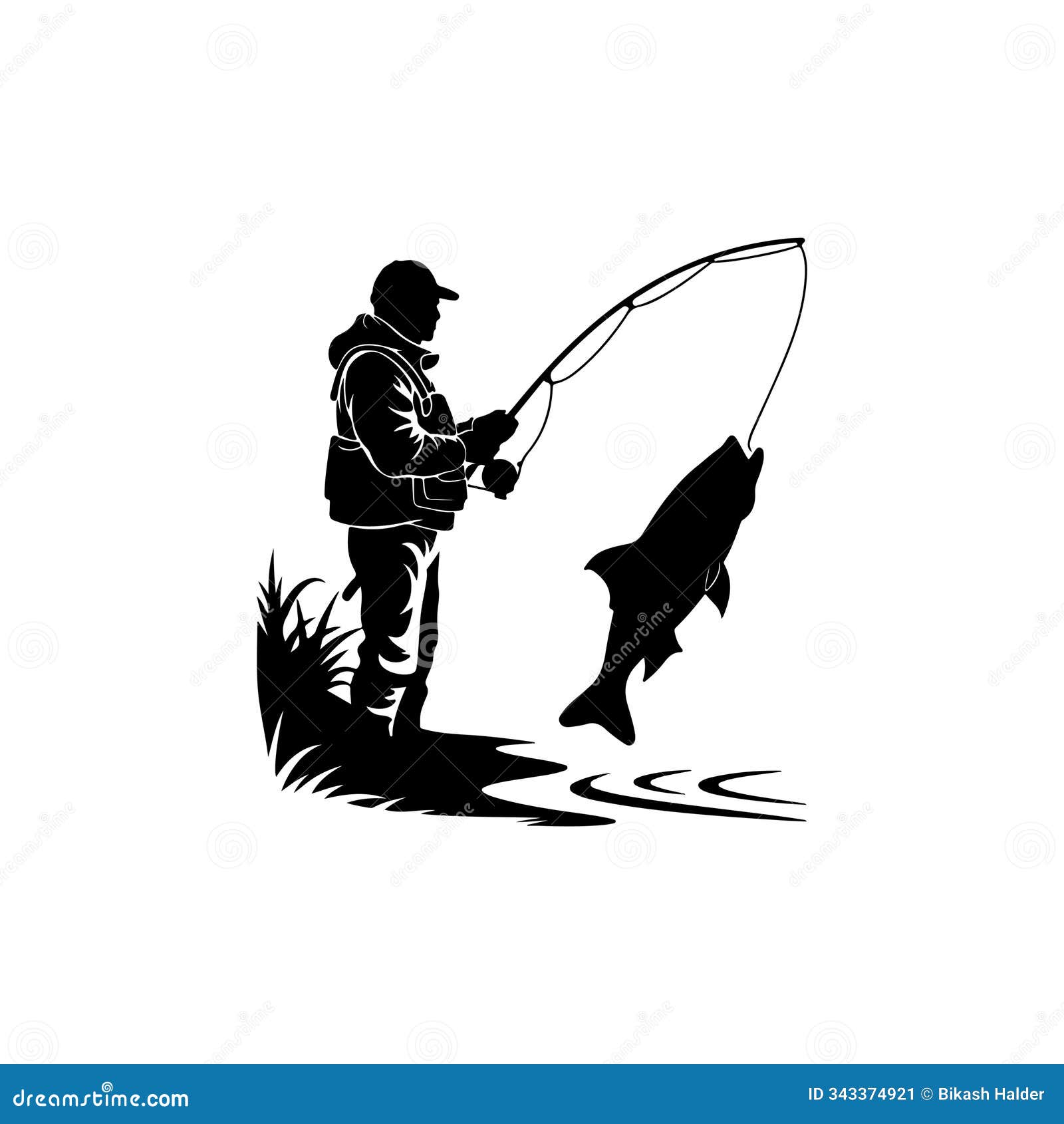 Fishing Silhouettes Vector Art Collection Stock Illustration ...