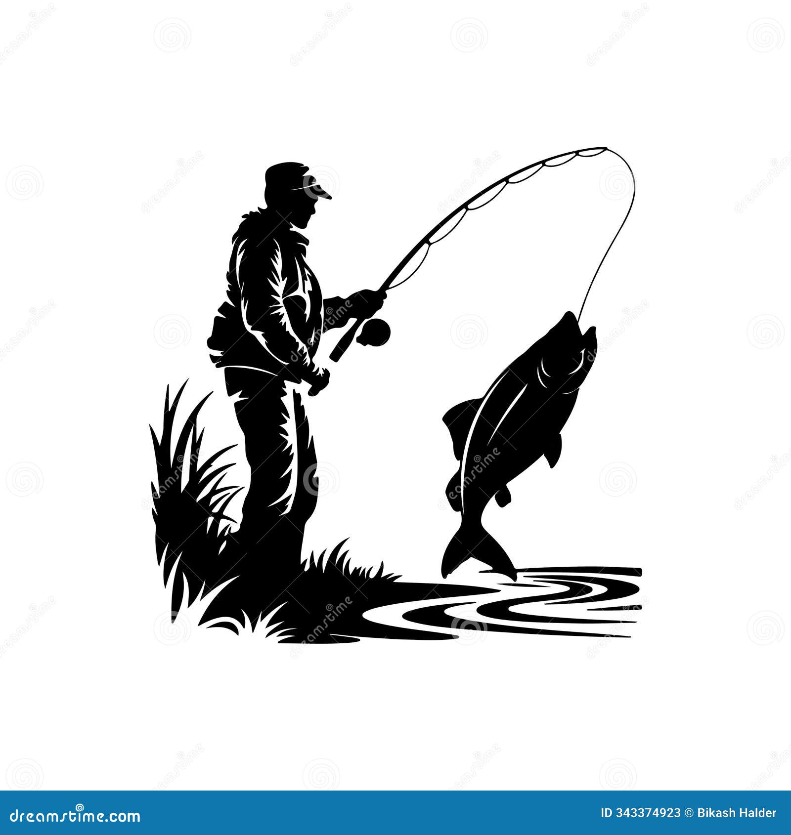 Stylized Fishing Silhouettes Vector Pack Stock Illustration ...