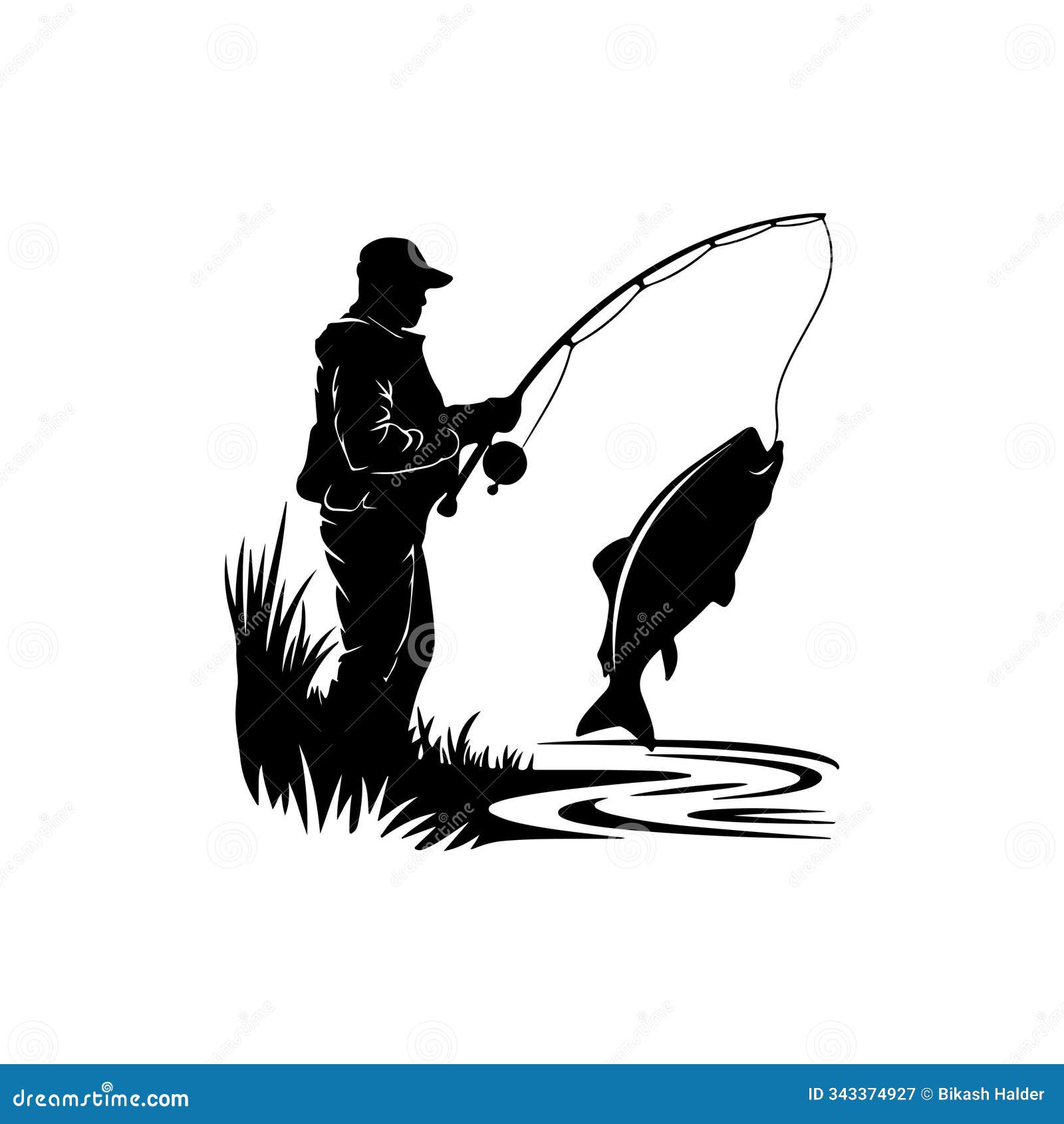 Dynamic Fishing Silhouettes Vector Collection Stock Illustration ...