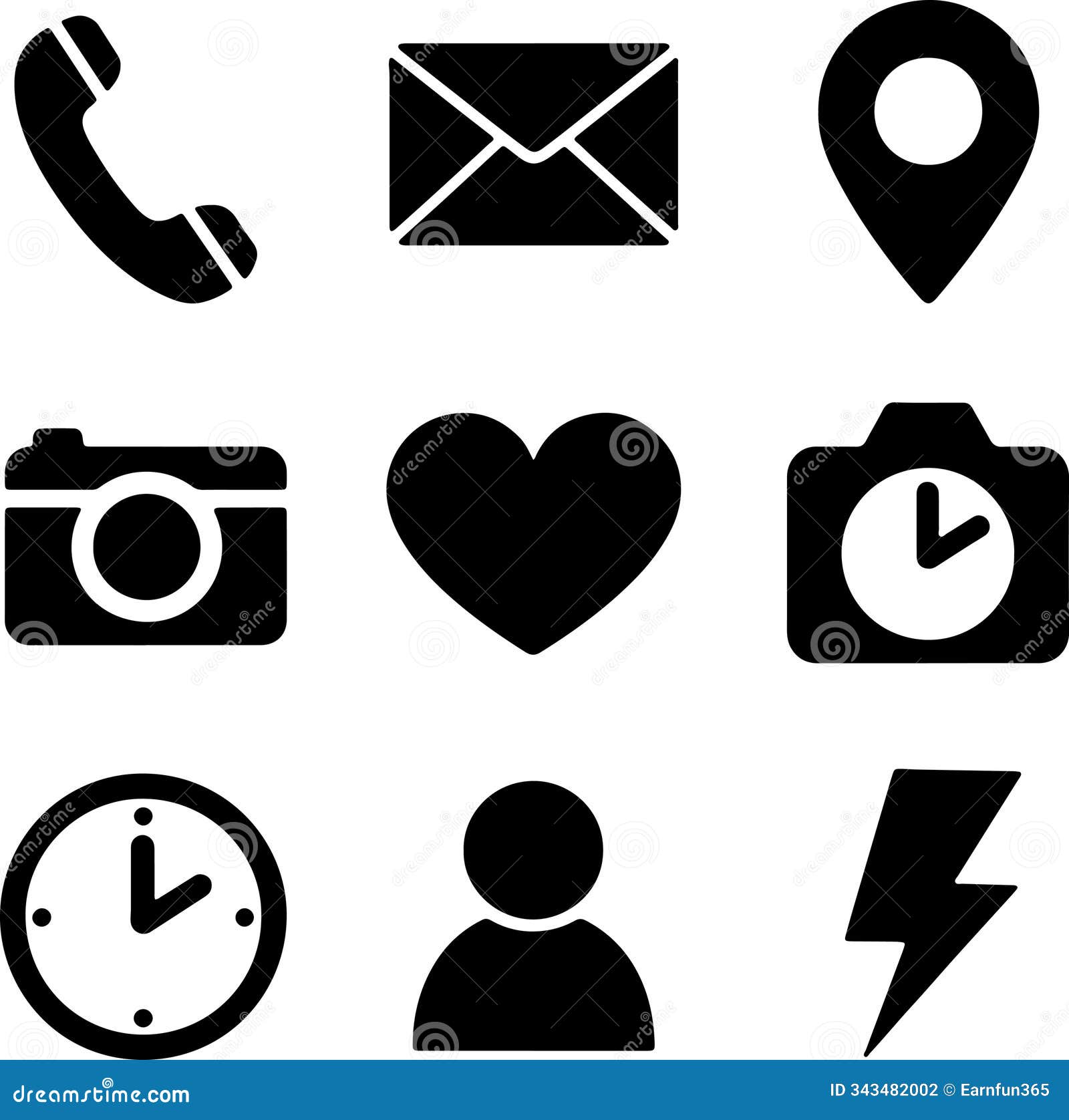 A Vector Illustration of a Set of 9 Contact Symbols in a Silhouette ...