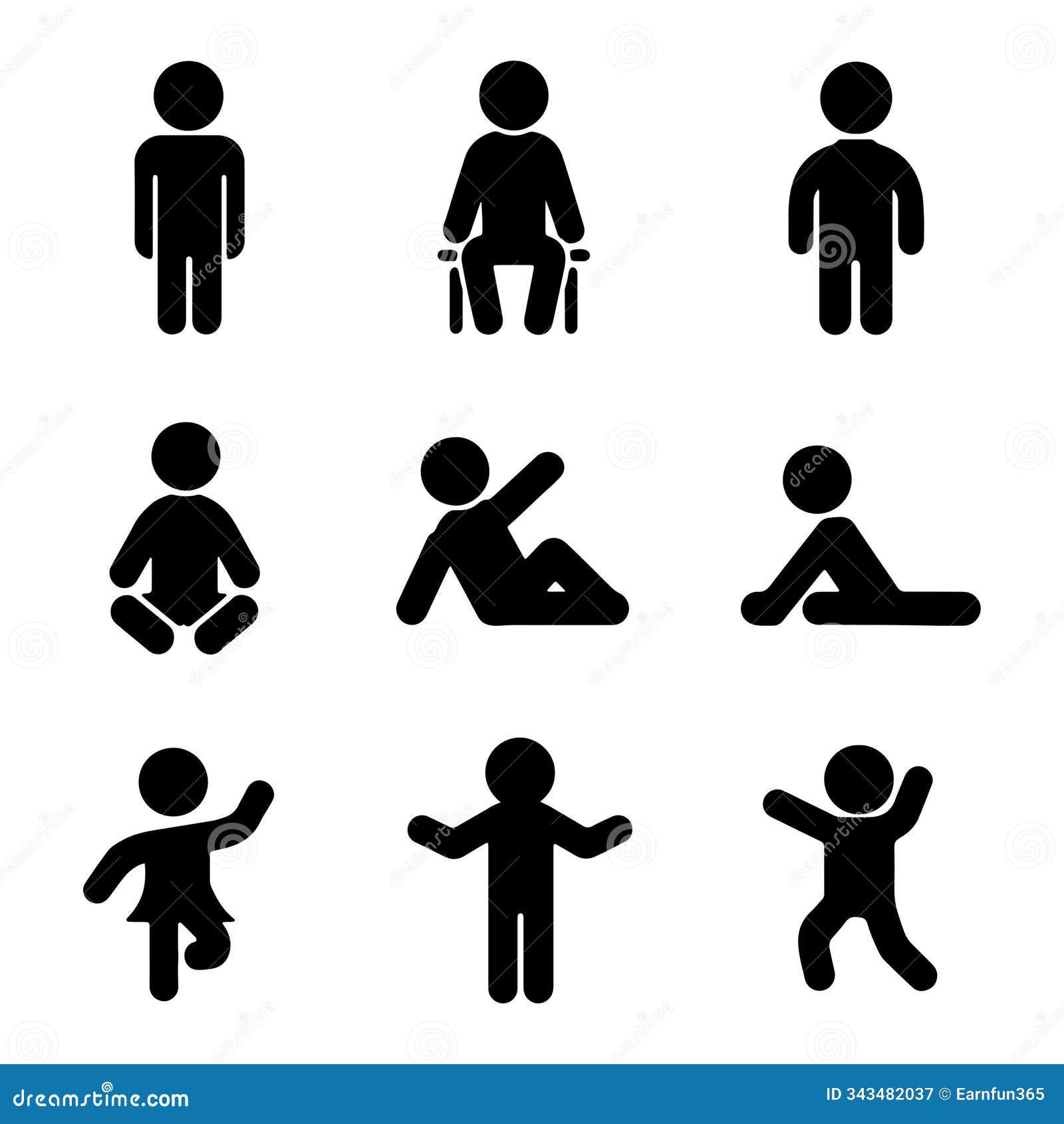 A Set of Nine Vector Silhouette Style Graphics Design Elements of Human ...