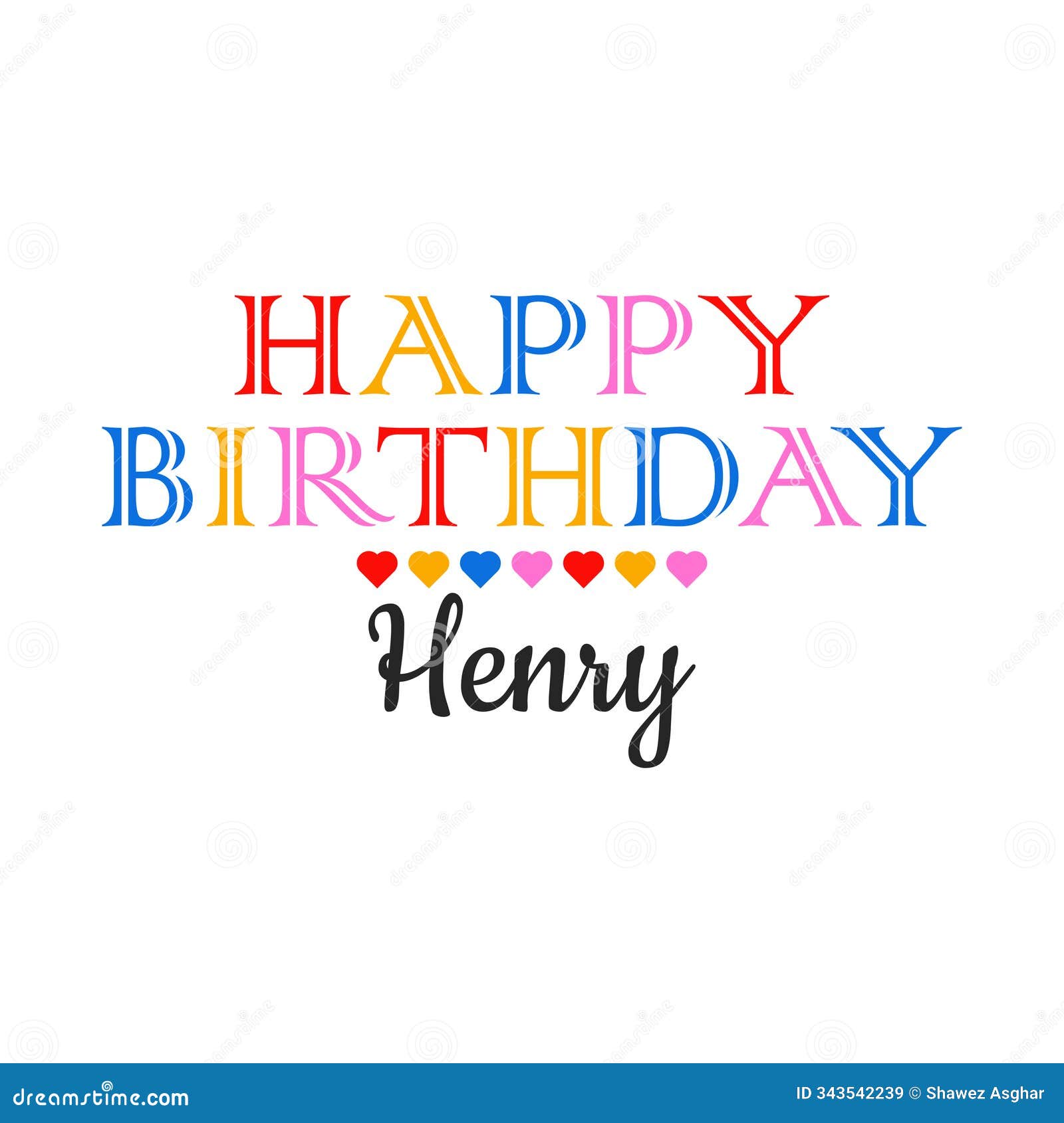 Happy Birthday Henry Name Typography Text Colorful Vector Design for ...