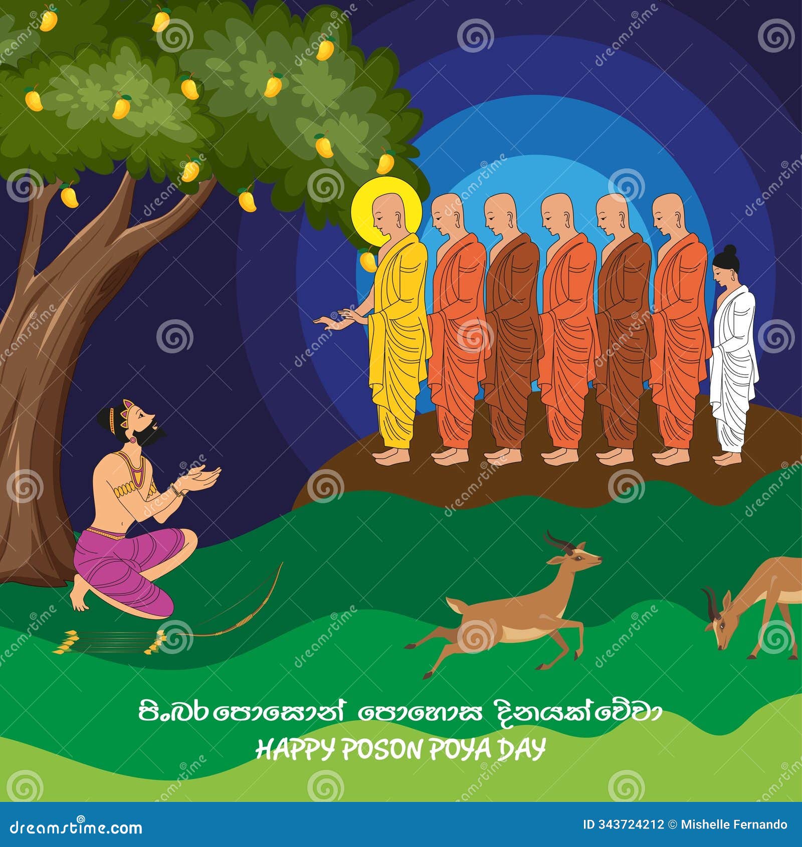Poson Poya Day. Sri Lanka Poson Day. Mihinthale. EPS10 Stock Photo ...