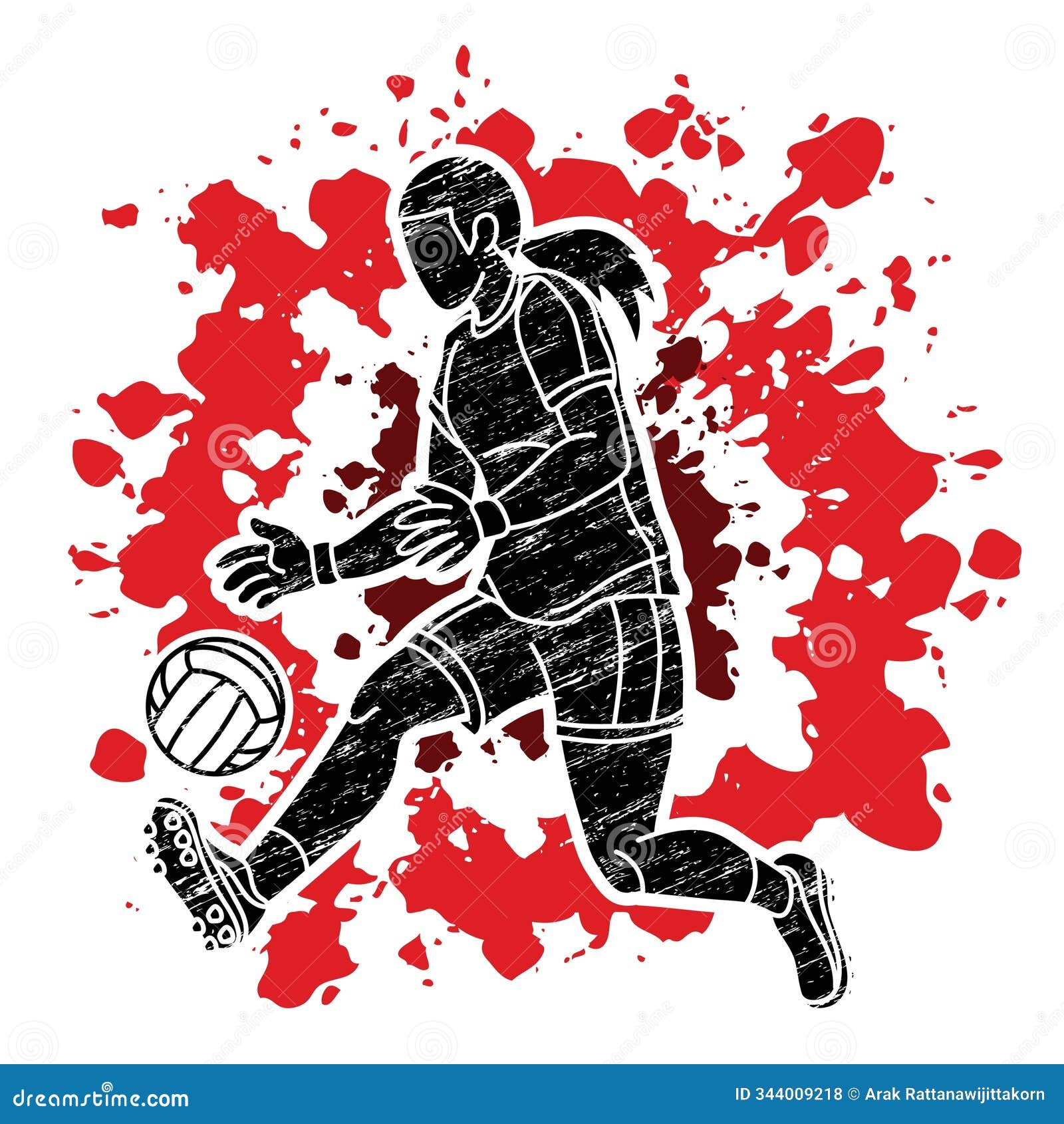 Gaelic Football Female Player Sport Action Cartoon Graphic Vector Stock ...