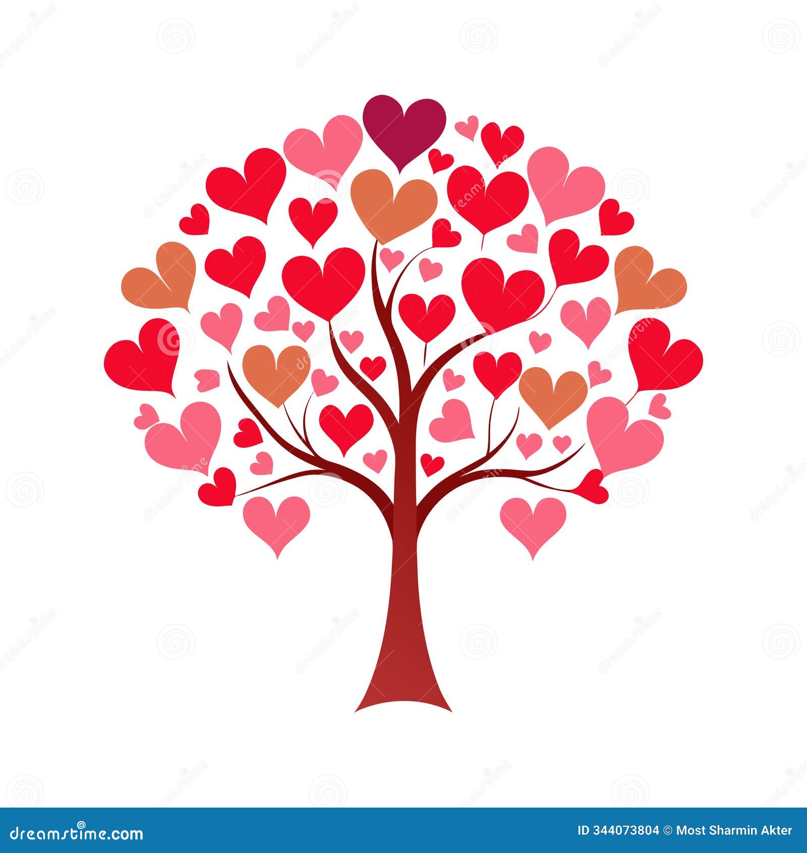 Romantic Love Tree Vector Illustration – Heart-Shaped Nature Design ...