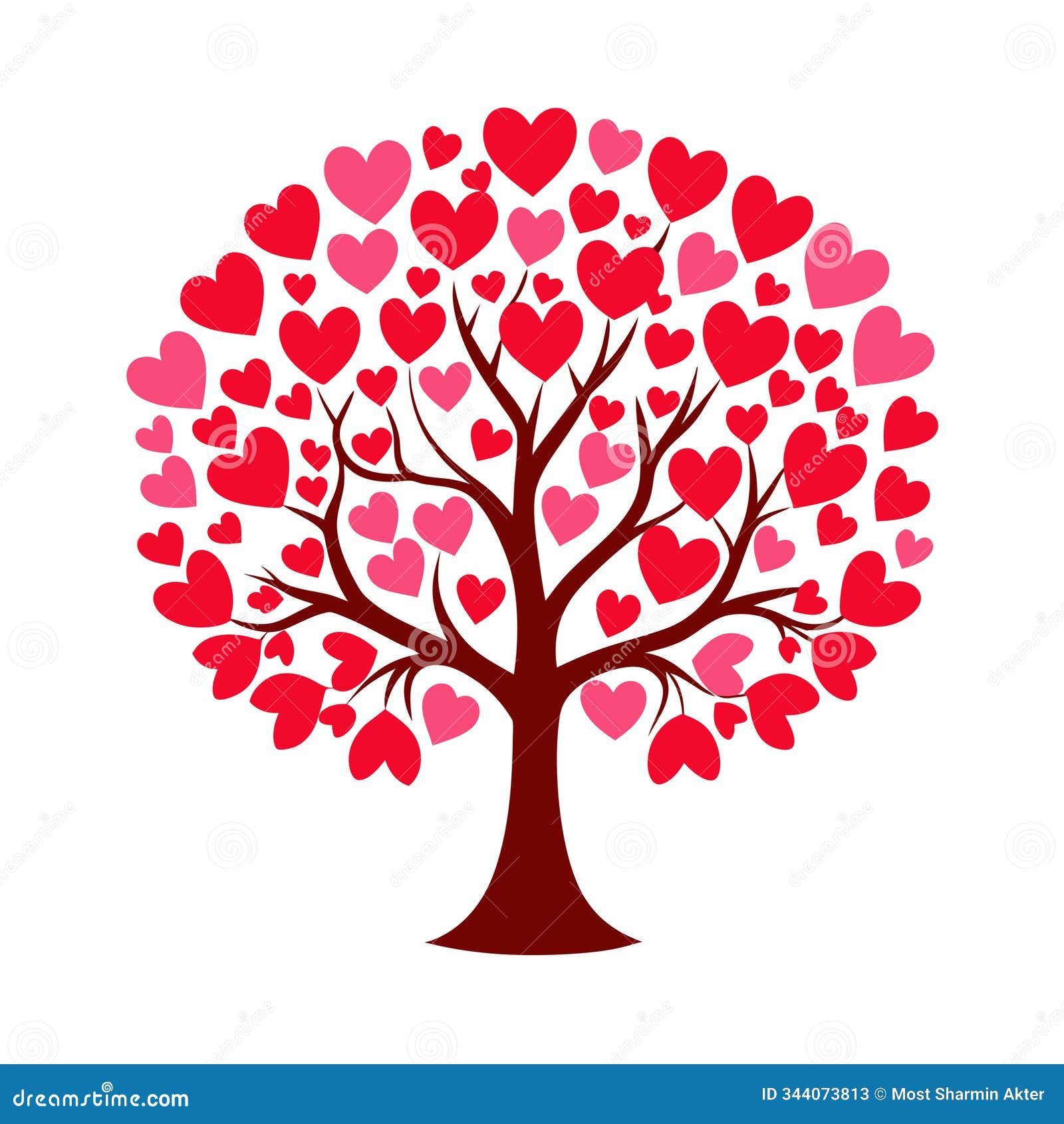 Romantic Love Tree Vector Illustration – Heart-Shaped Nature Design ...
