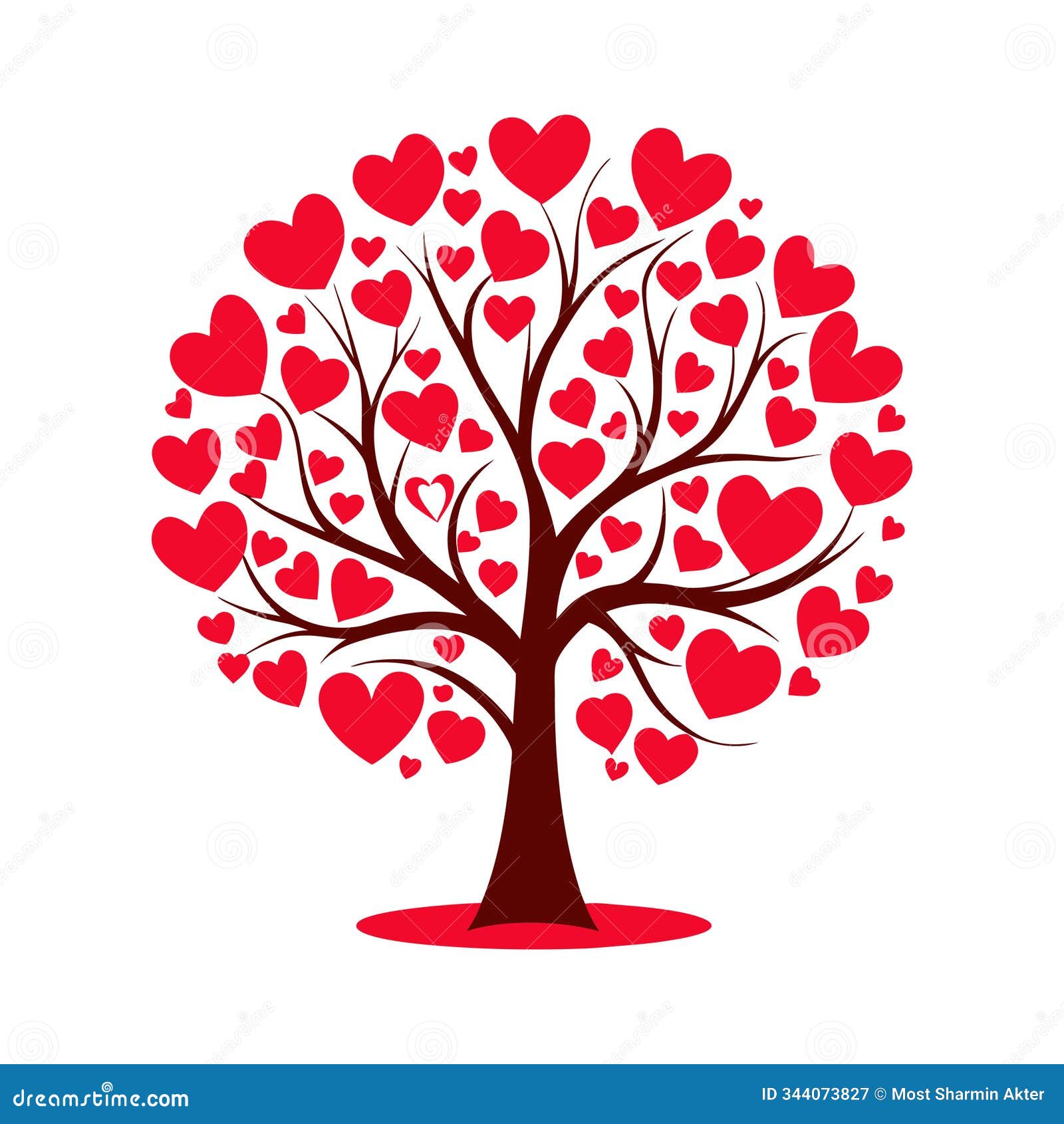 Romantic Love Tree Vector Illustration – Heart-Shaped Nature Design ...