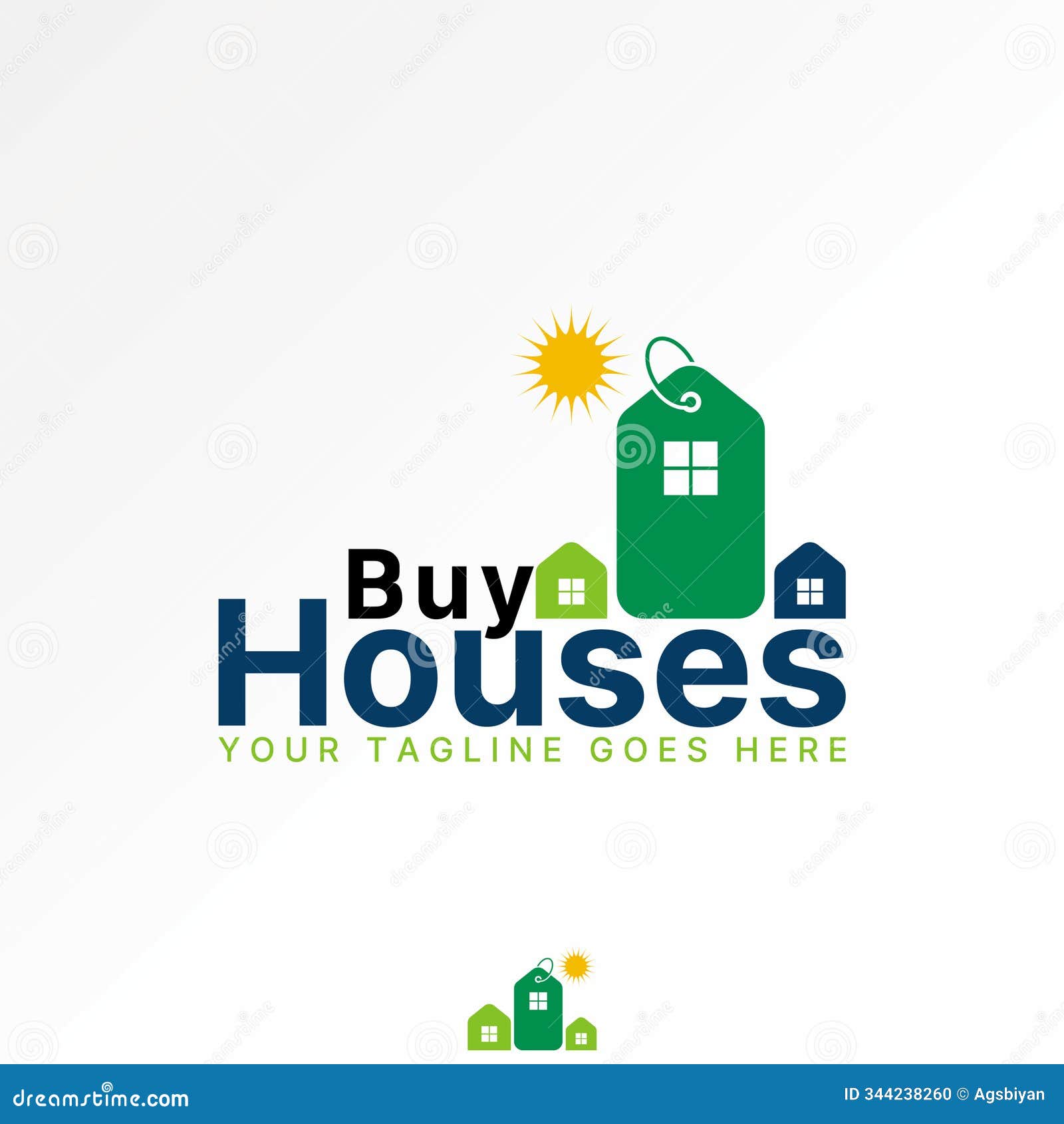 Text Word Buy Houses Building Bright Sun Home Price Tag To Property ...