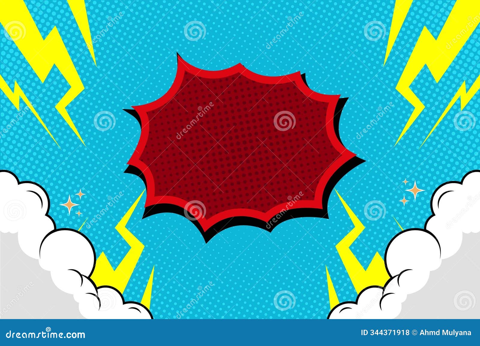 Comic Book Cloud Cartoon Blue Pop Art Abstract Template Background ...