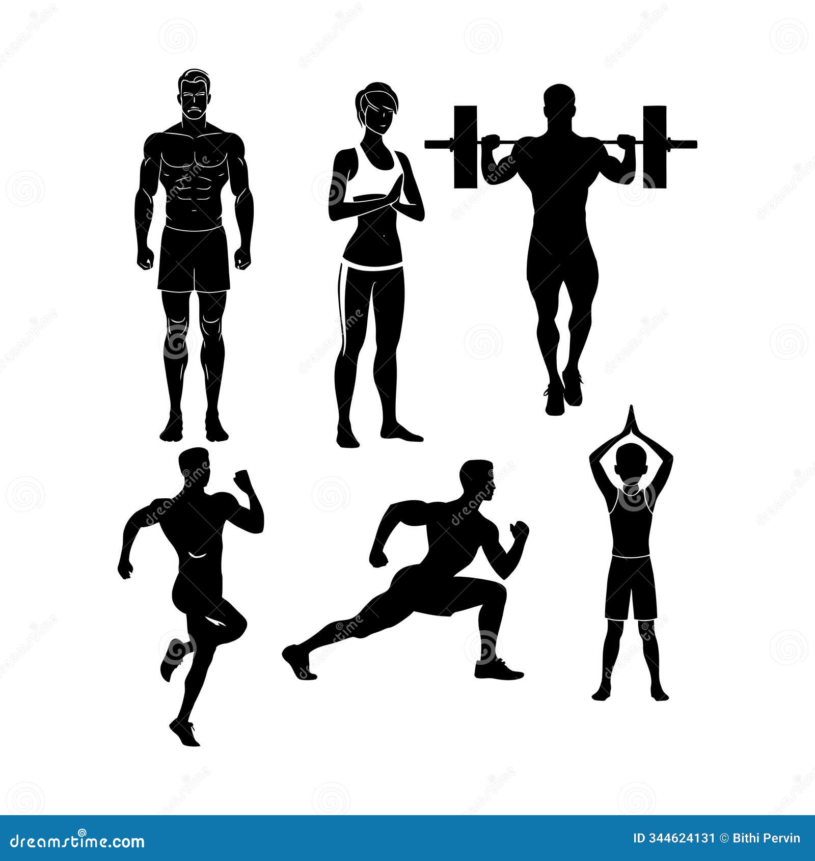 Fitness Silhouette Vector . Stock Vector - Illustration of exercise ...