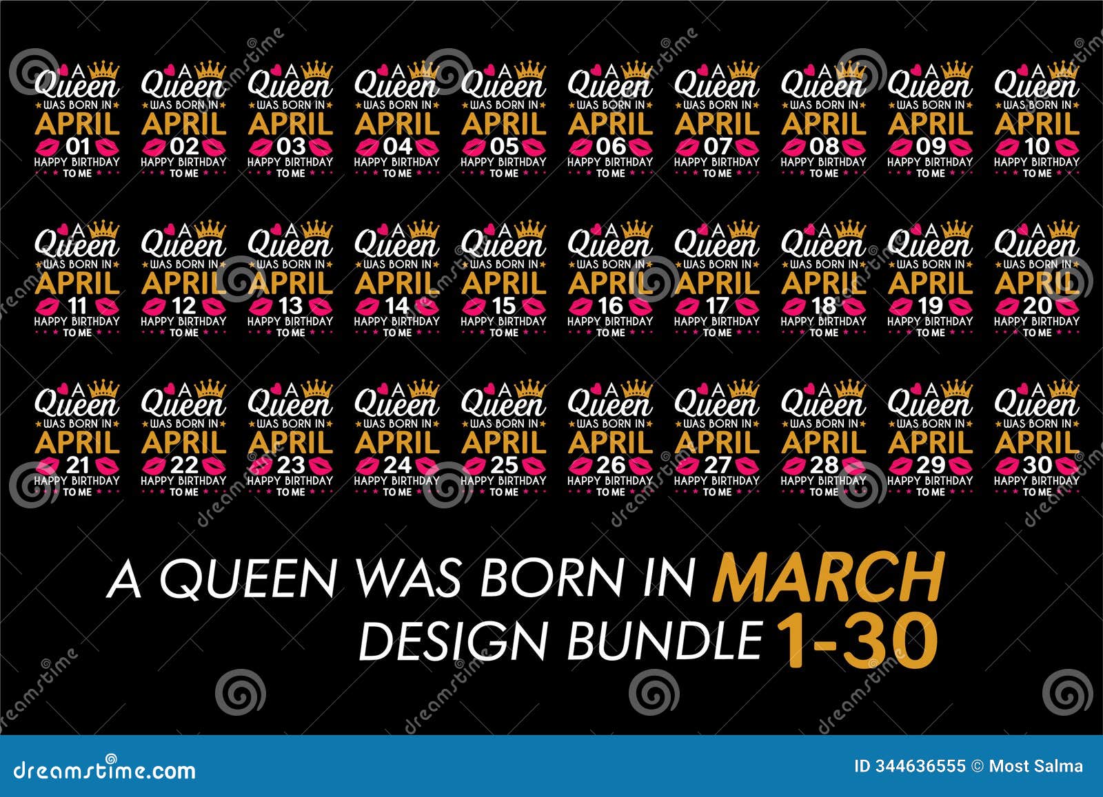 A Queen Was Born in November - Birthday Bundle Design Set Stock ...