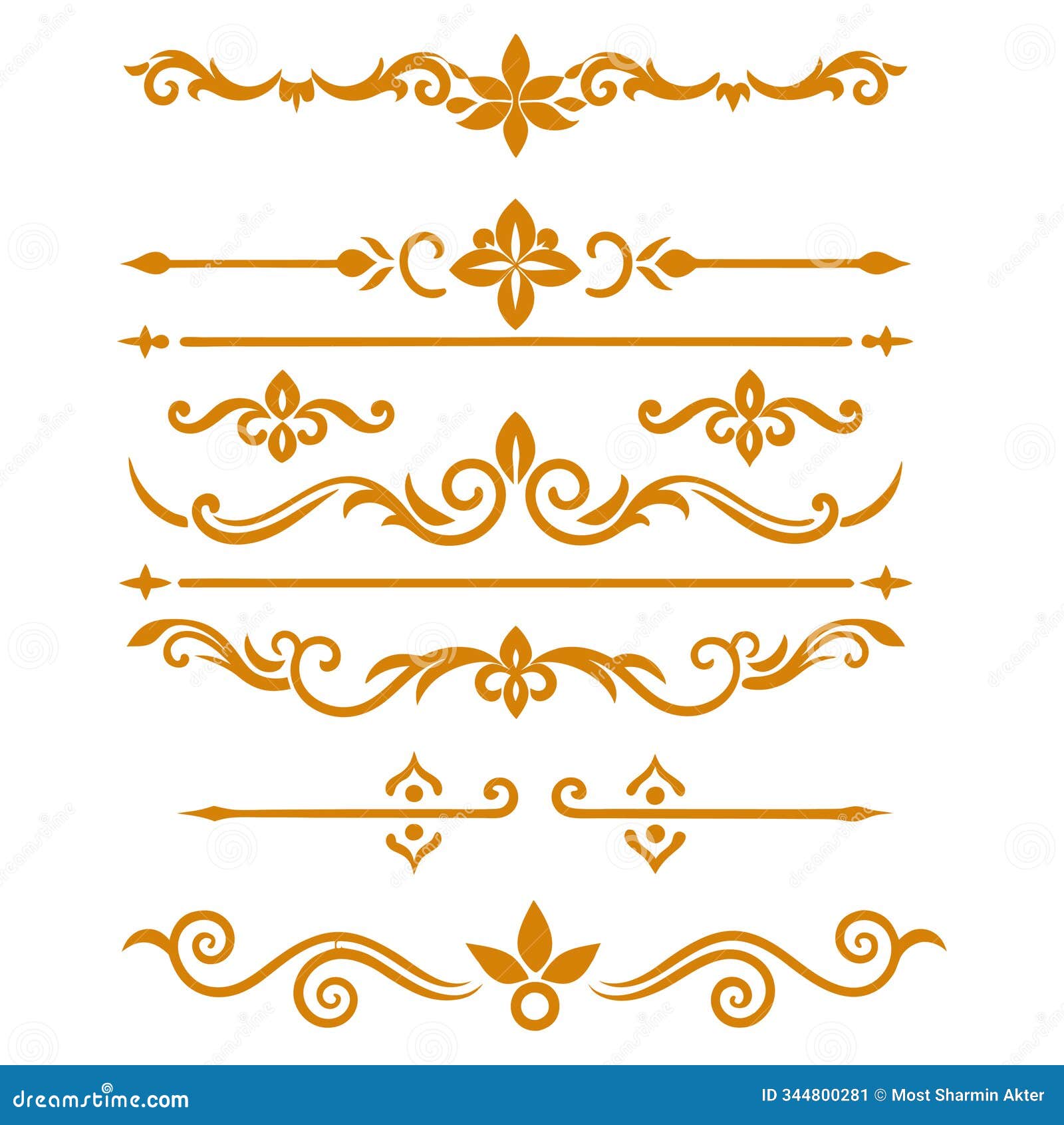 Elegant Golden Divider Ornaments Vector Illustration Set. Stock Vector ...