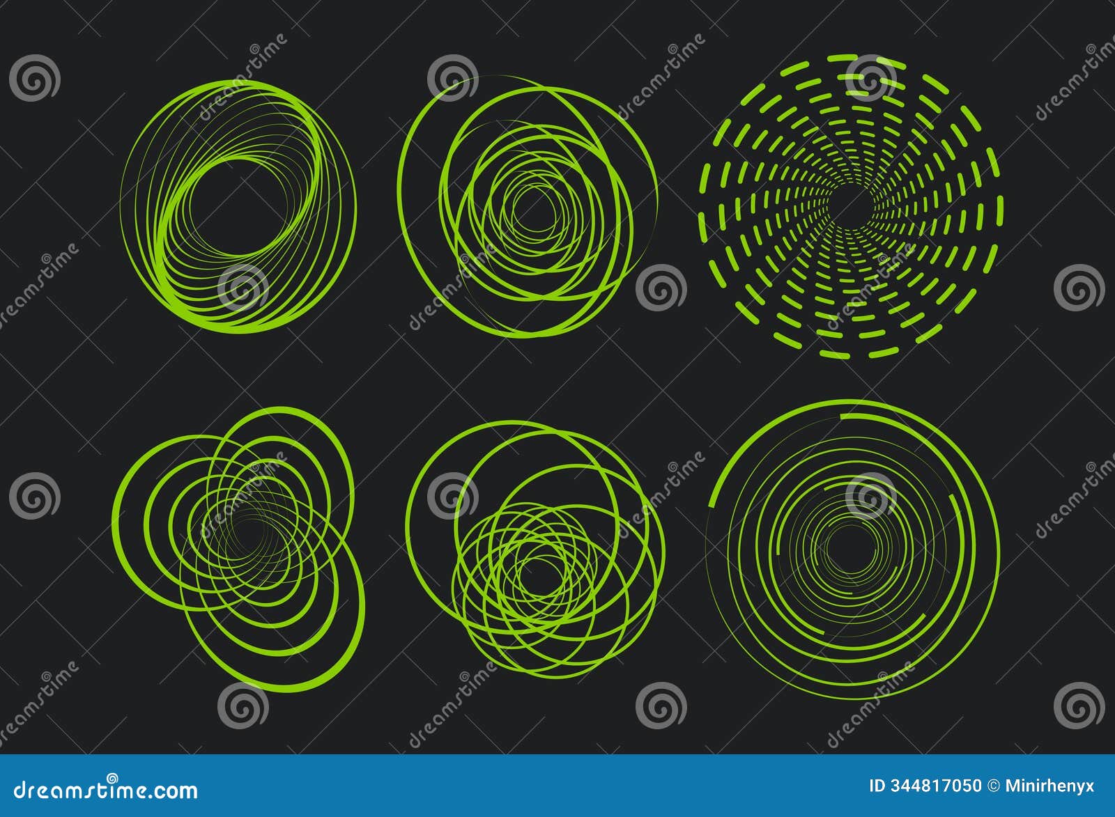 Abstract Geometric Spirograph Spiral Line Art Collection Stock ...