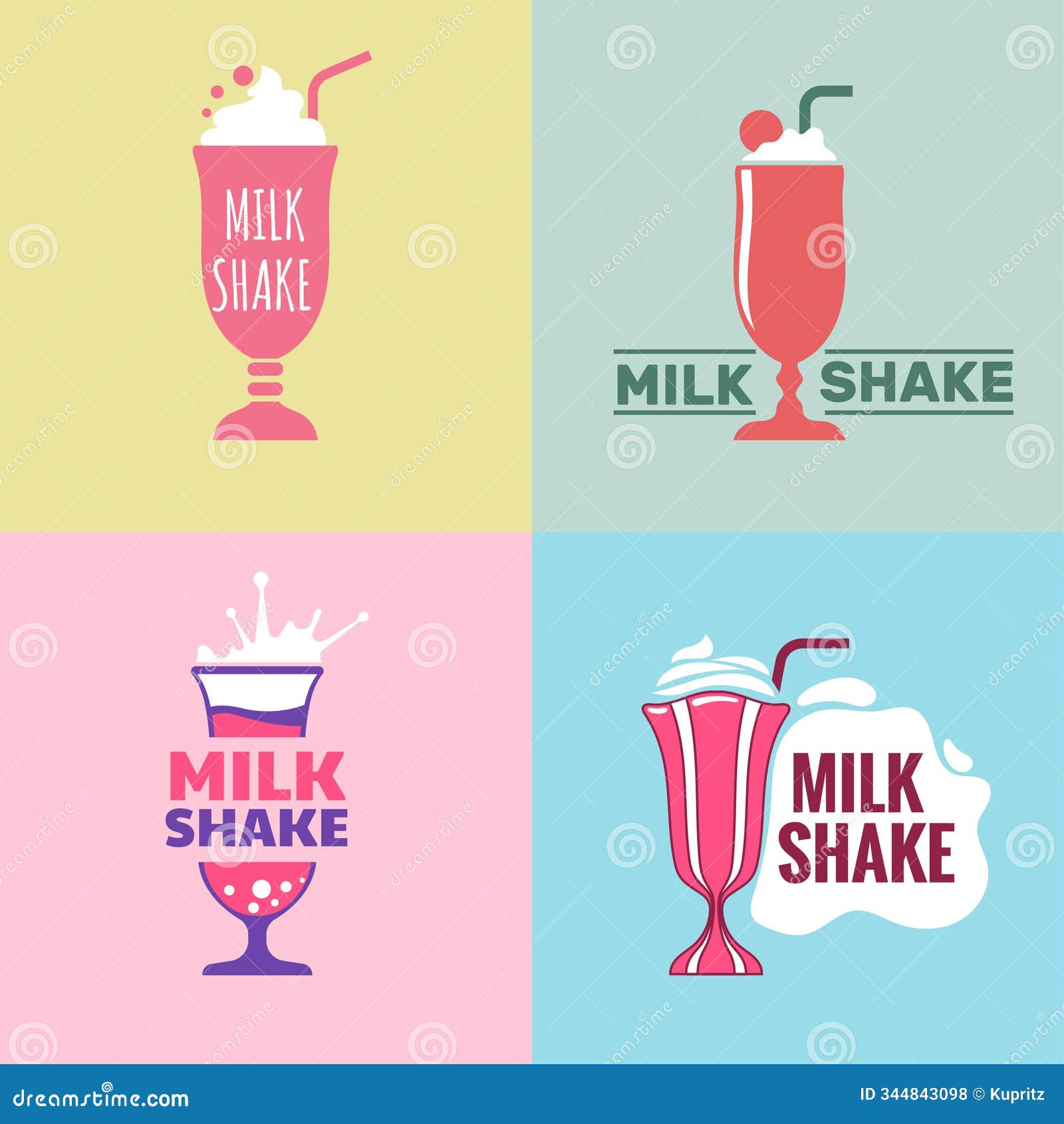 Set of Milkshakes Illustration for Mascot, Logo and Emblem Stock ...