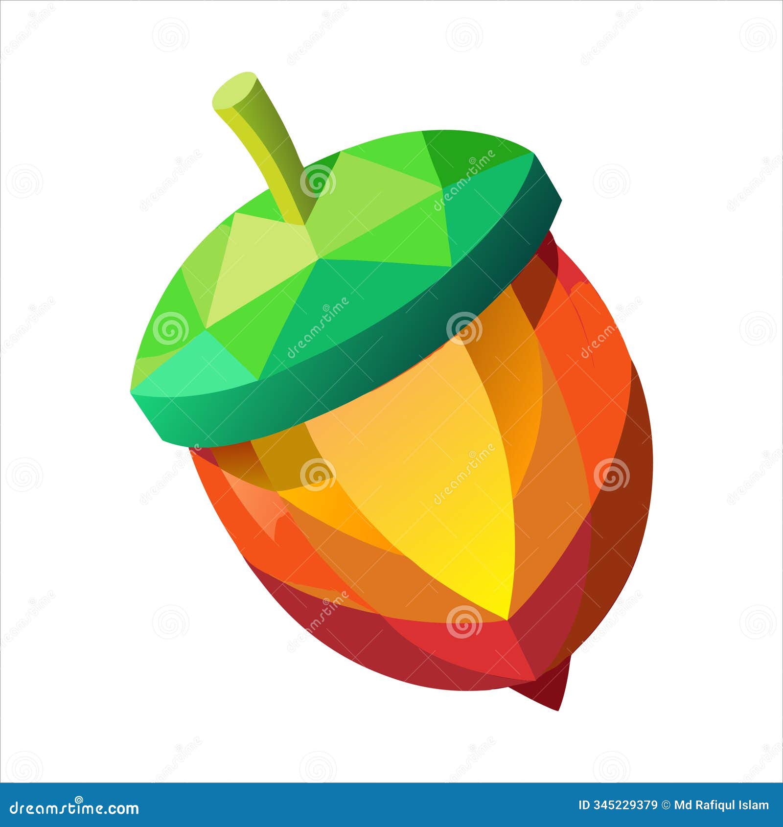 3d Rendering of Dynamic Colorful Acorn Vector Stock Illustration ...