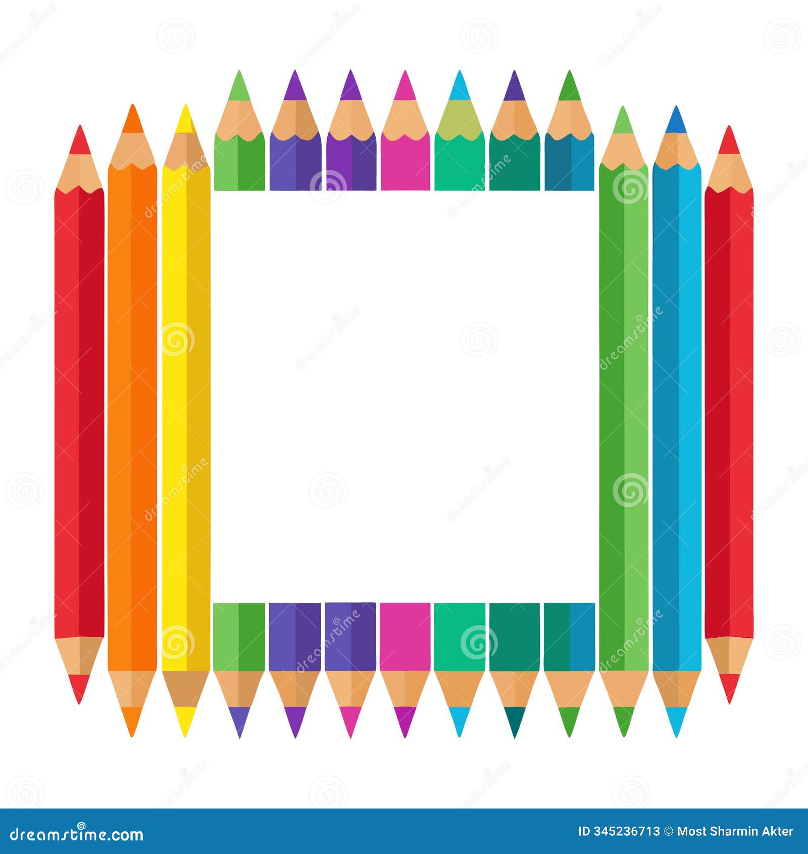 Rectangle Frame Made of Colored Pencils Graphic Design. Stock ...