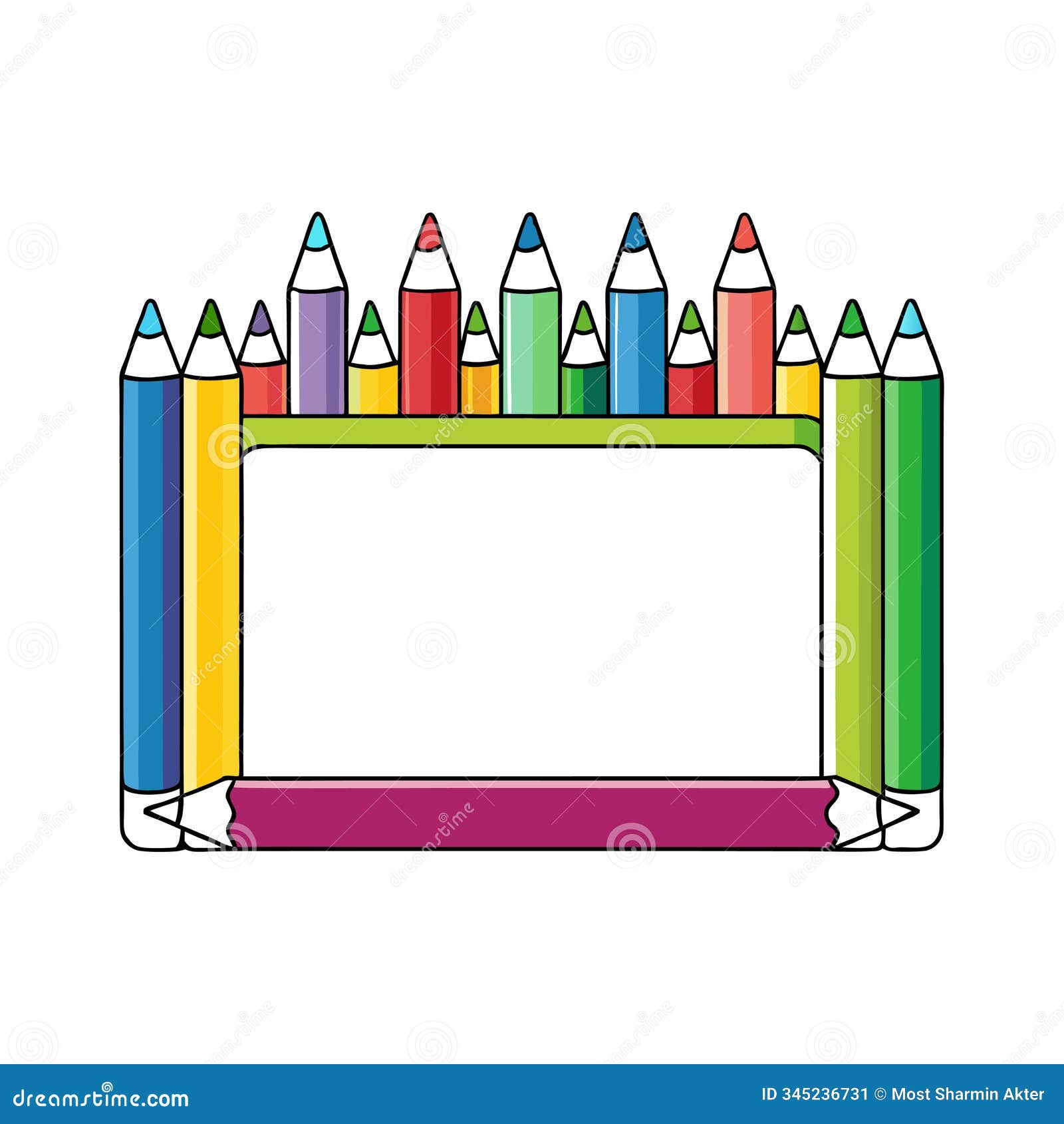 Rectangle Frame Made of Colored Pencils Graphic Design. Stock ...