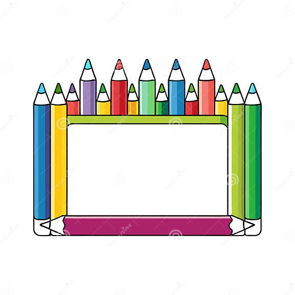 Rectangle Frame Made of Colored Pencils Graphic Design. Stock ...