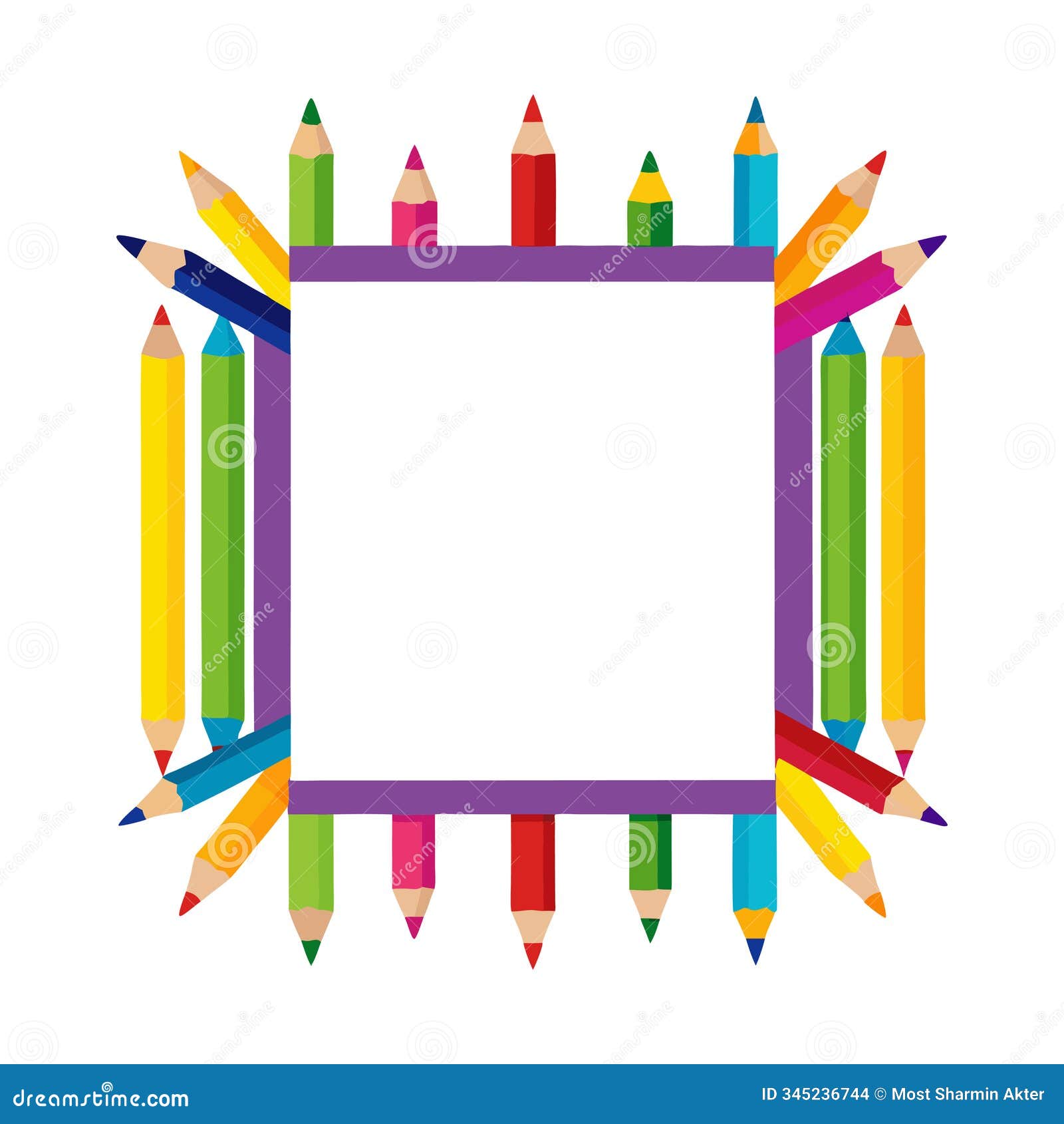 Rectangle Frame Made of Colored Pencils Graphic Design. Stock ...
