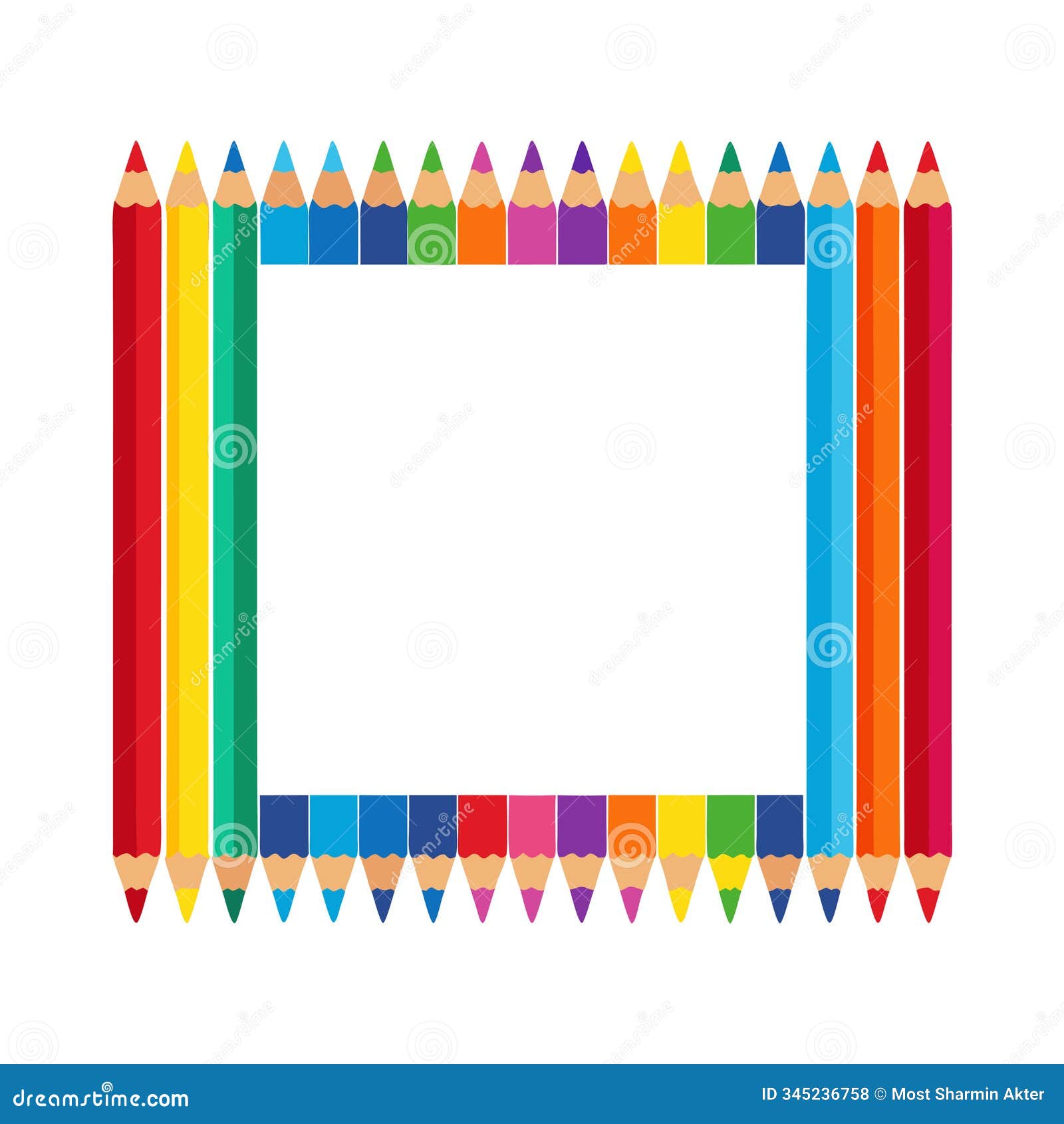 Rectangle Frame Made of Colored Pencils Graphic Design. Stock ...