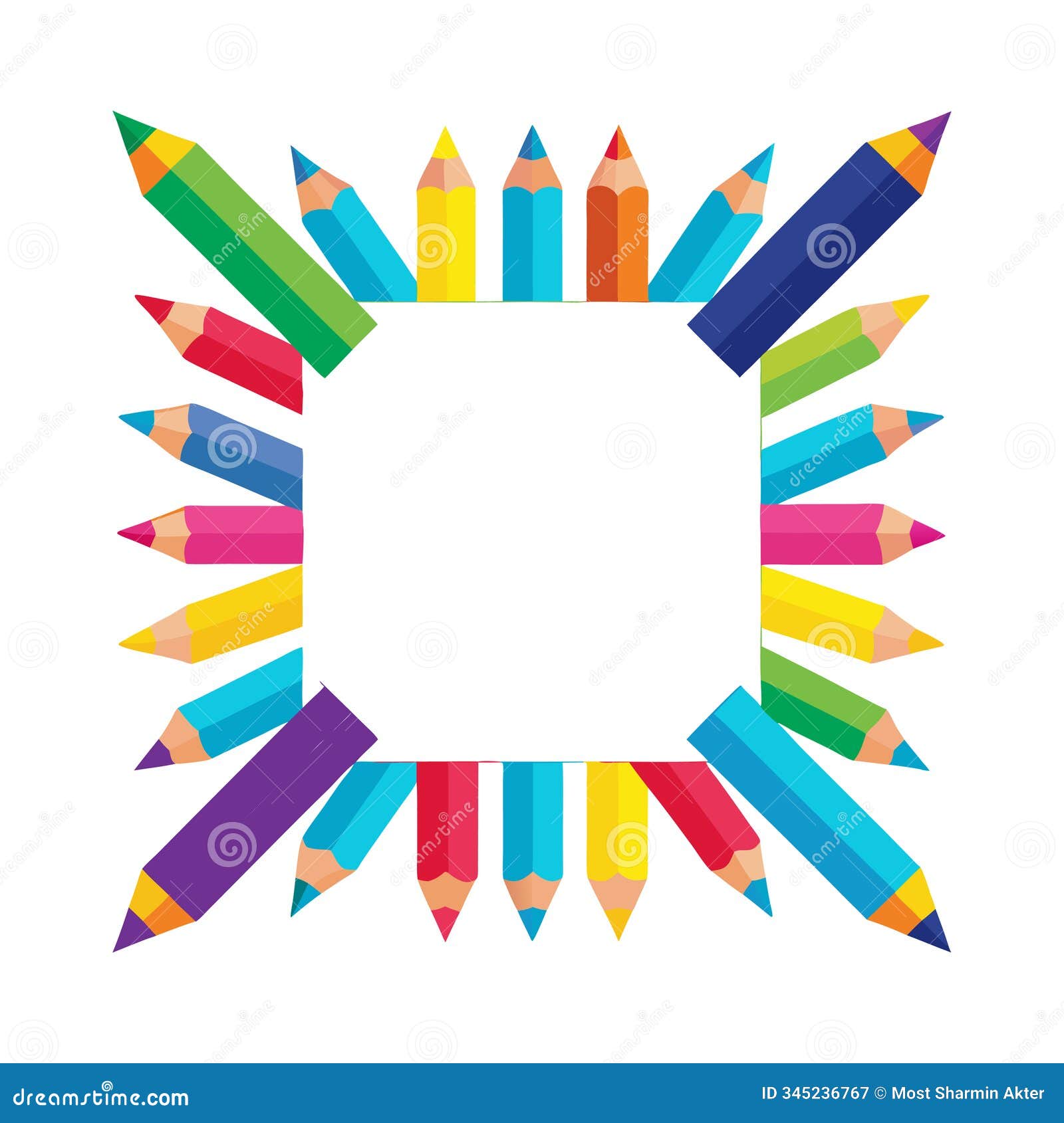 Rectangle Frame Made of Colored Pencils Graphic Design. Stock ...