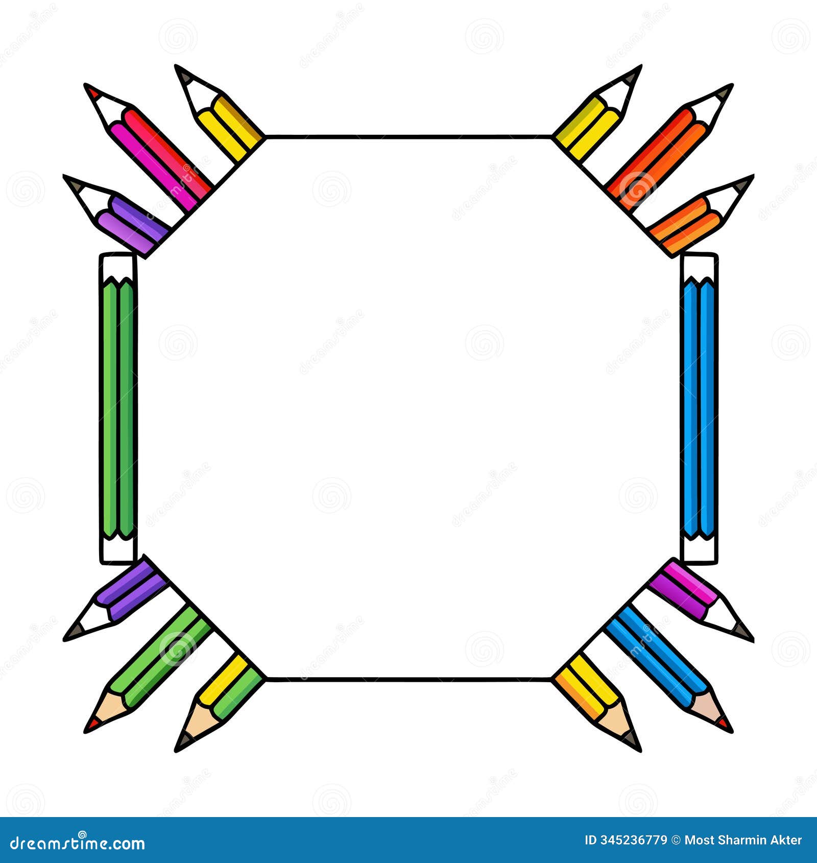 Rectangle Frame Made of Colored Pencils Graphic Design. Stock ...