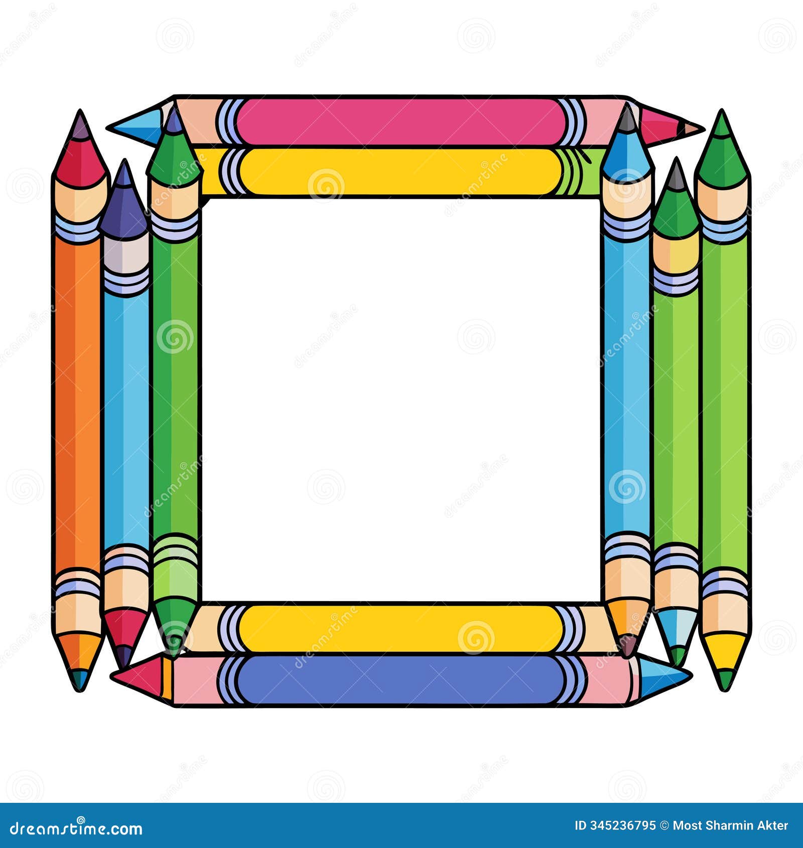 Rectangle Frame Made of Colored Pencils Graphic Design. Stock ...