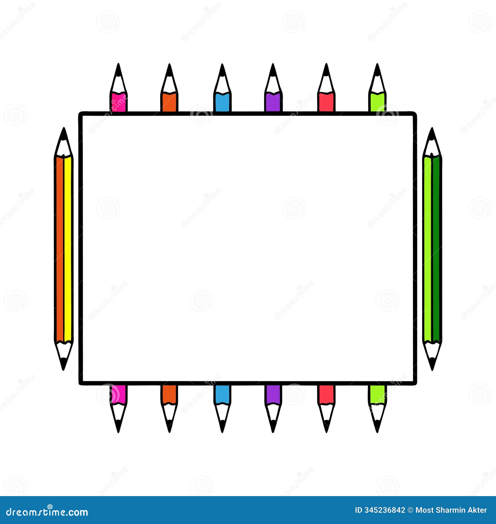 Rectangle Frame Made of Colored Pencils Graphic Design. Stock ...