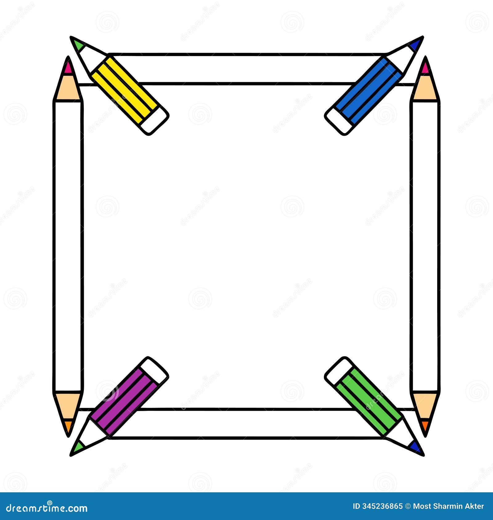 Rectangle Frame Made of Colored Pencils Graphic Design. Stock ...