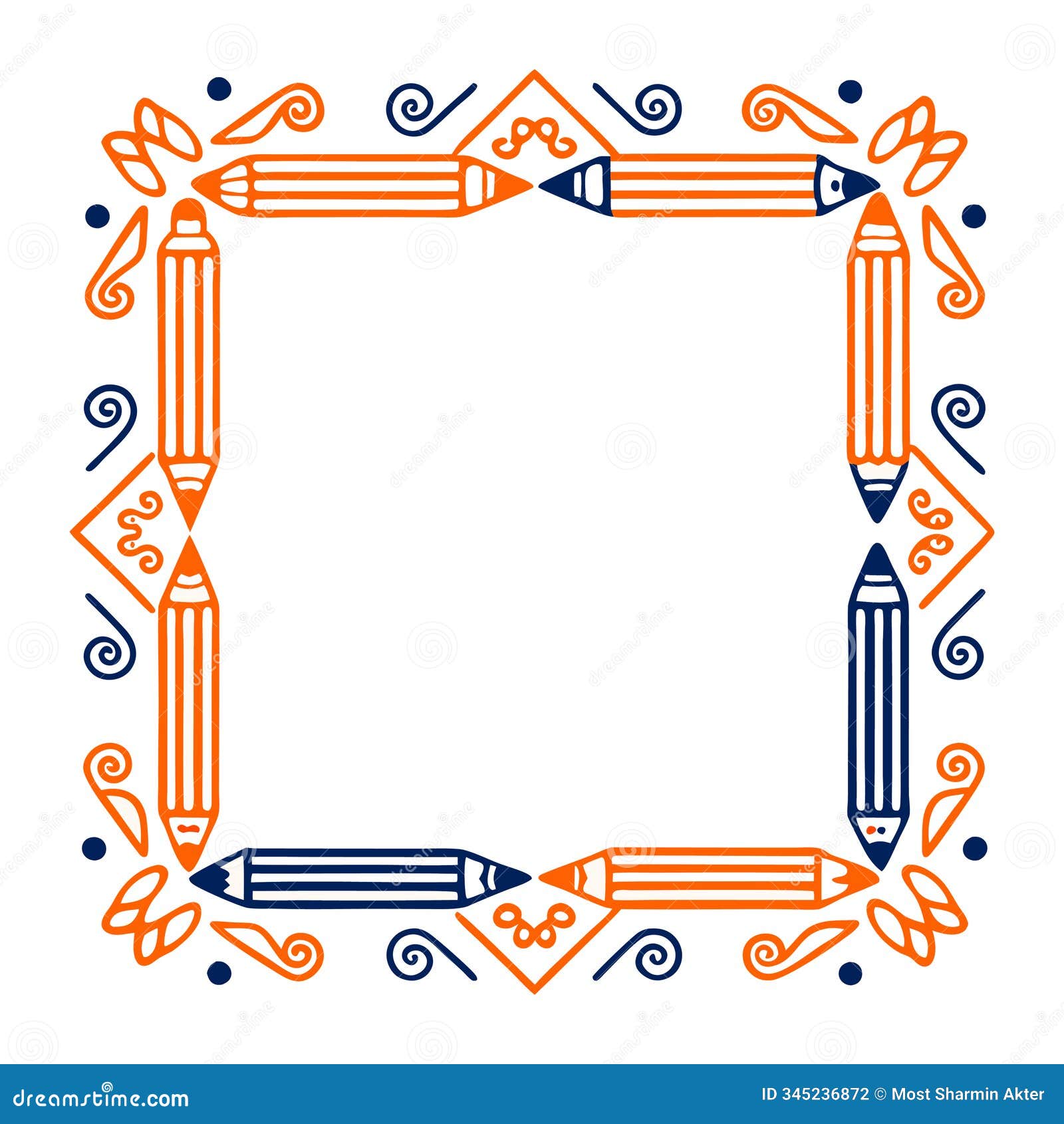 Rectangle Frame Made of Colored Pencils Graphic Design. Stock ...