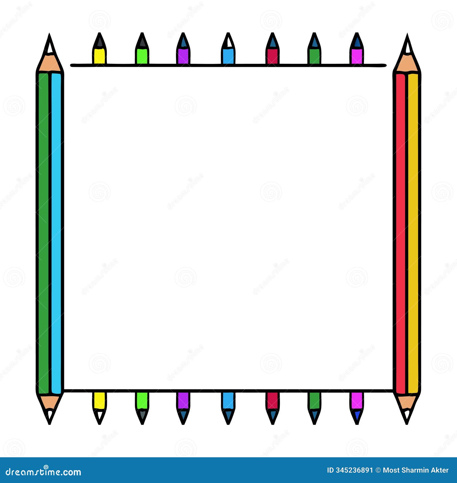Rectangle Frame Made of Colored Pencils Graphic Design. Stock ...