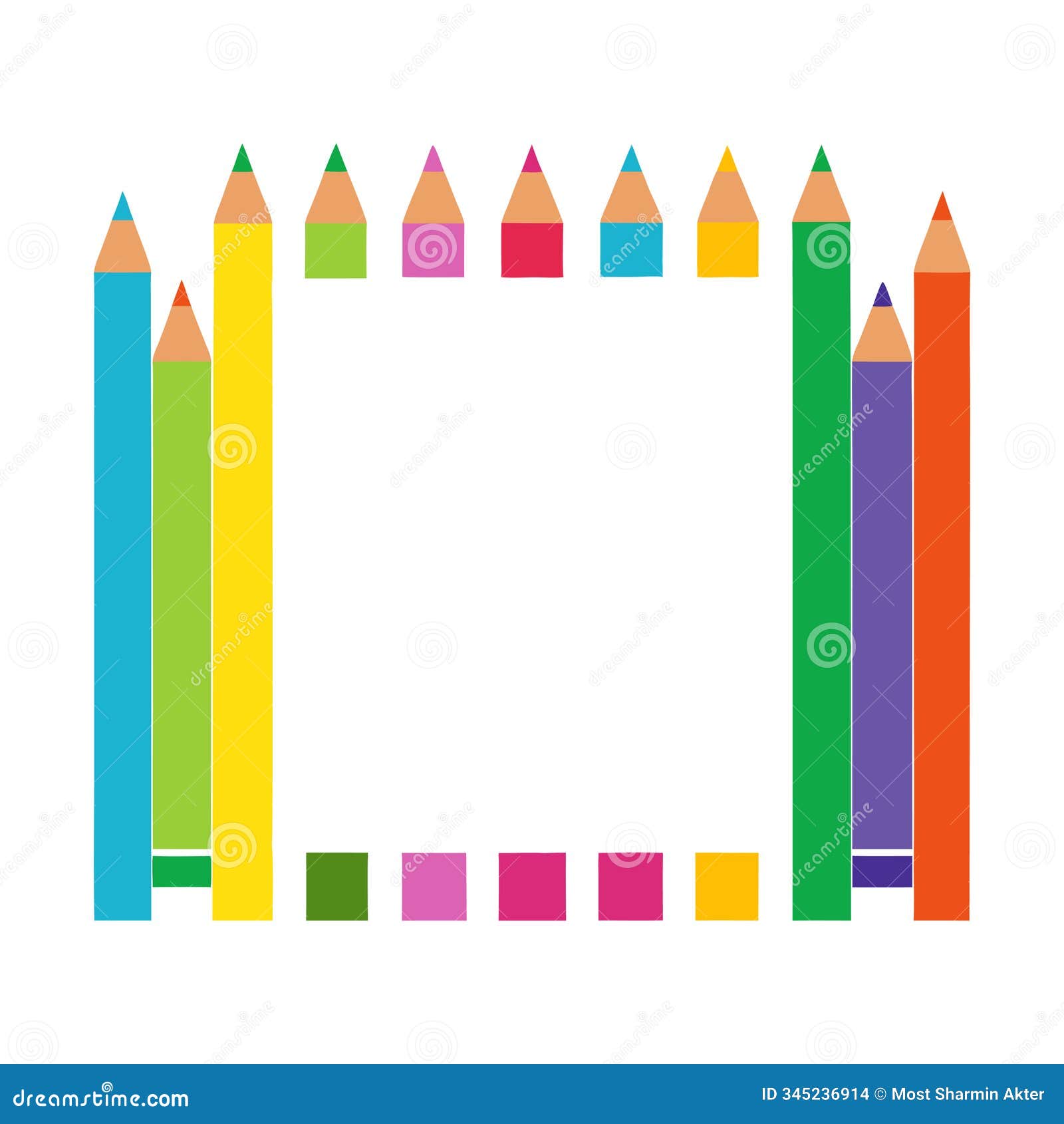 Rectangle Frame Made of Colored Pencils Graphic Design. Stock ...